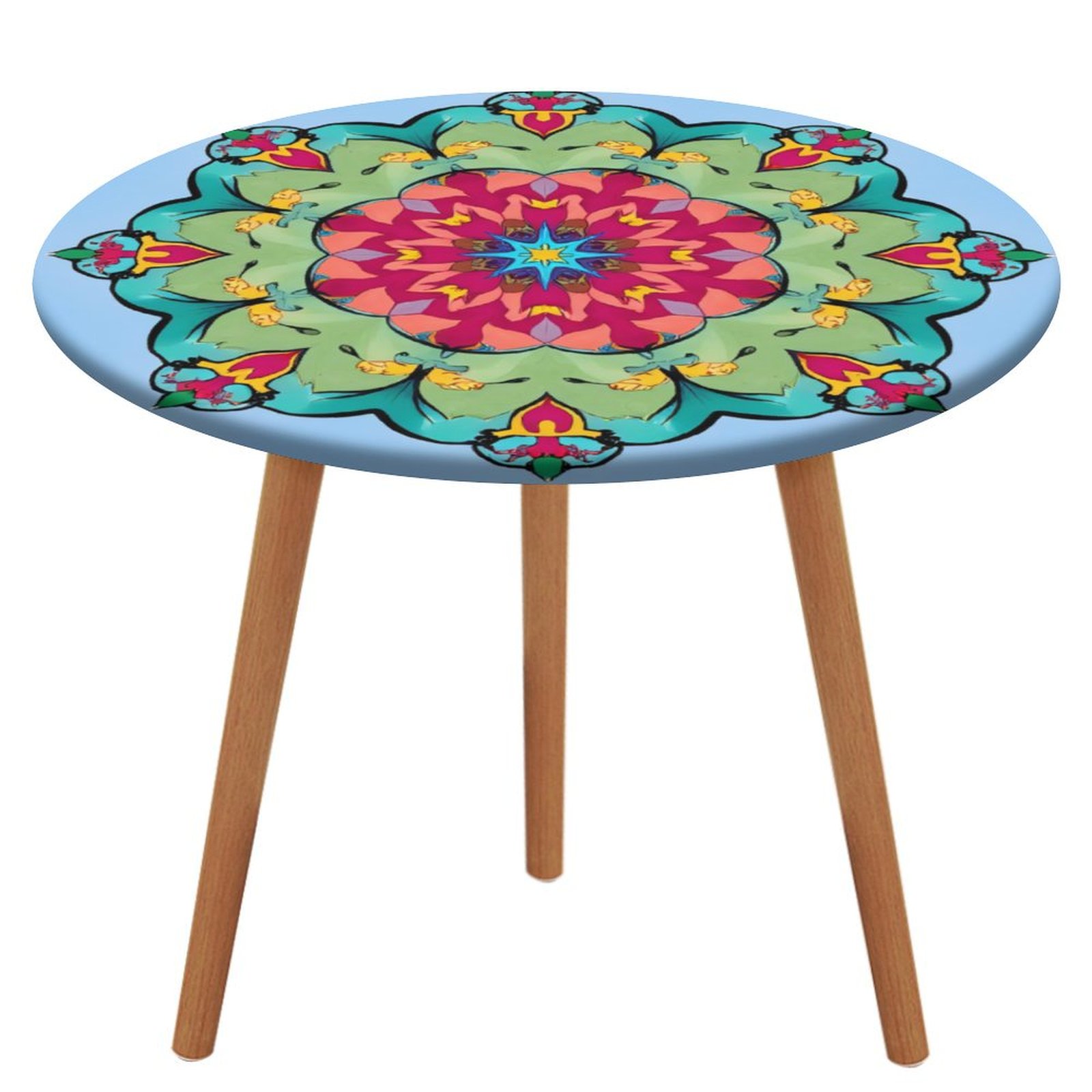 Colorful Mandala Floral Design(1)-1 Pattern Round Tablecloth Waterproof ...