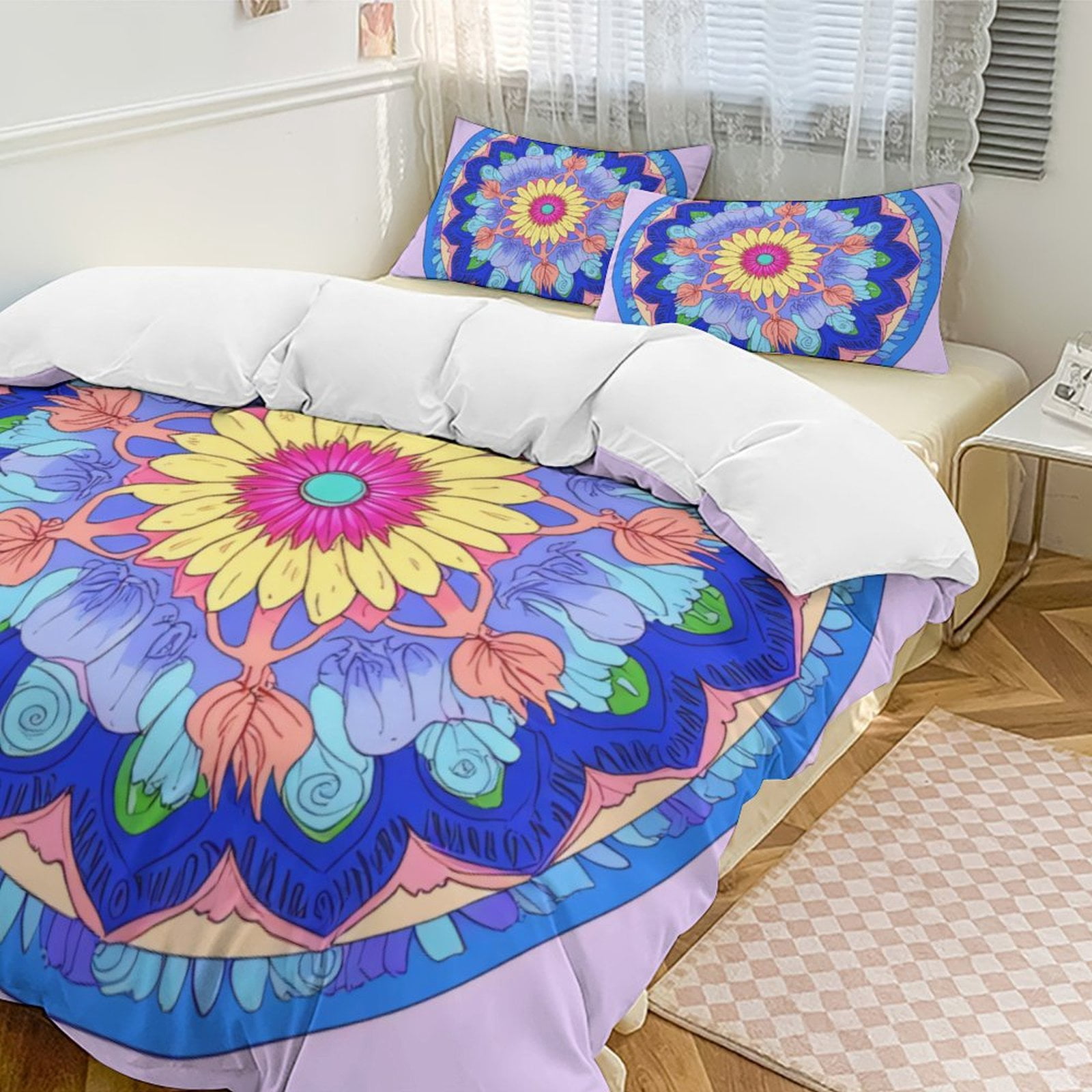 Colorful Mandala Floral Design(1)-2 3D Duvet Cover Set Quilt Cover ...