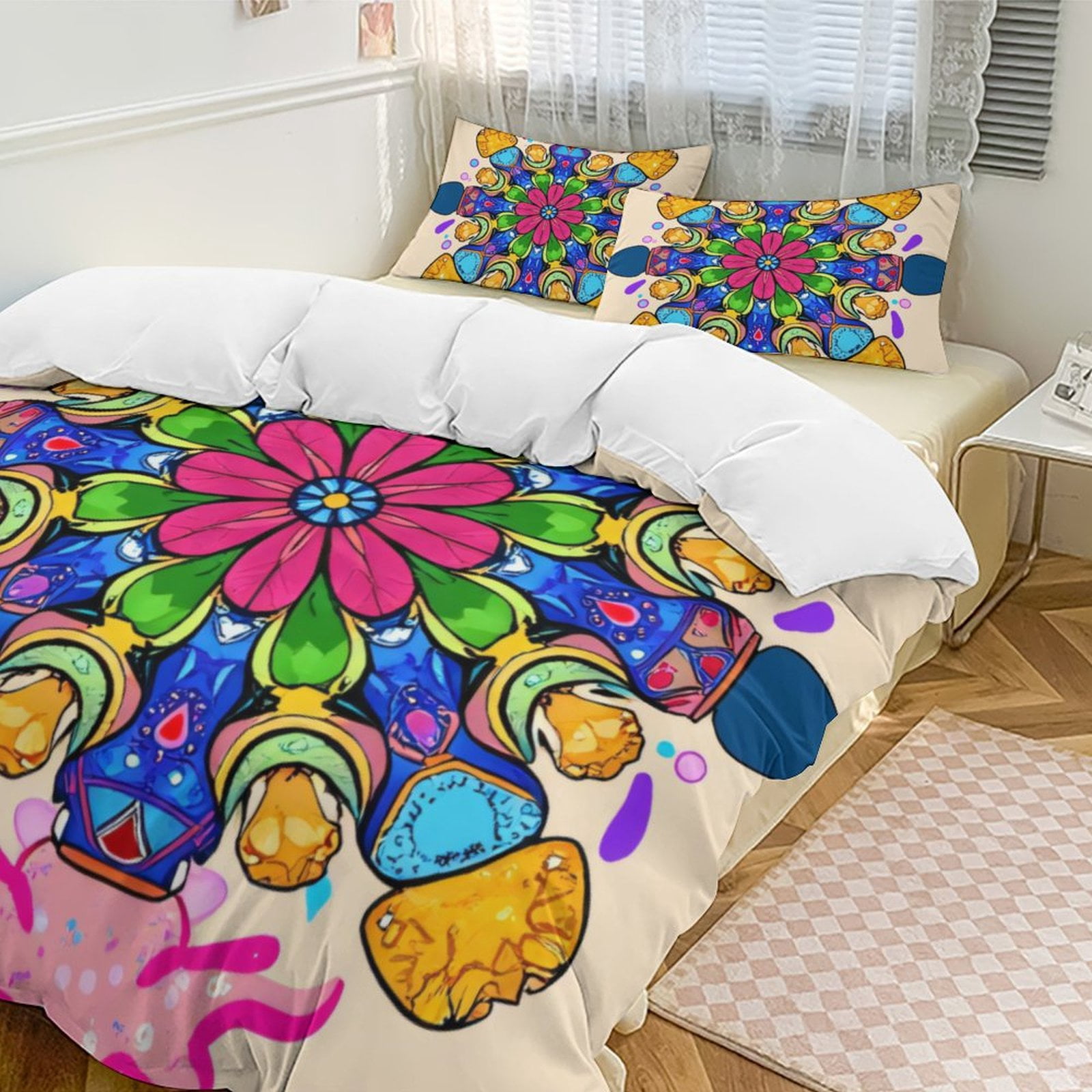 Colorful Mandala Floral Design-1 3D Duvet Cover Set Quilt Cover Theme ...