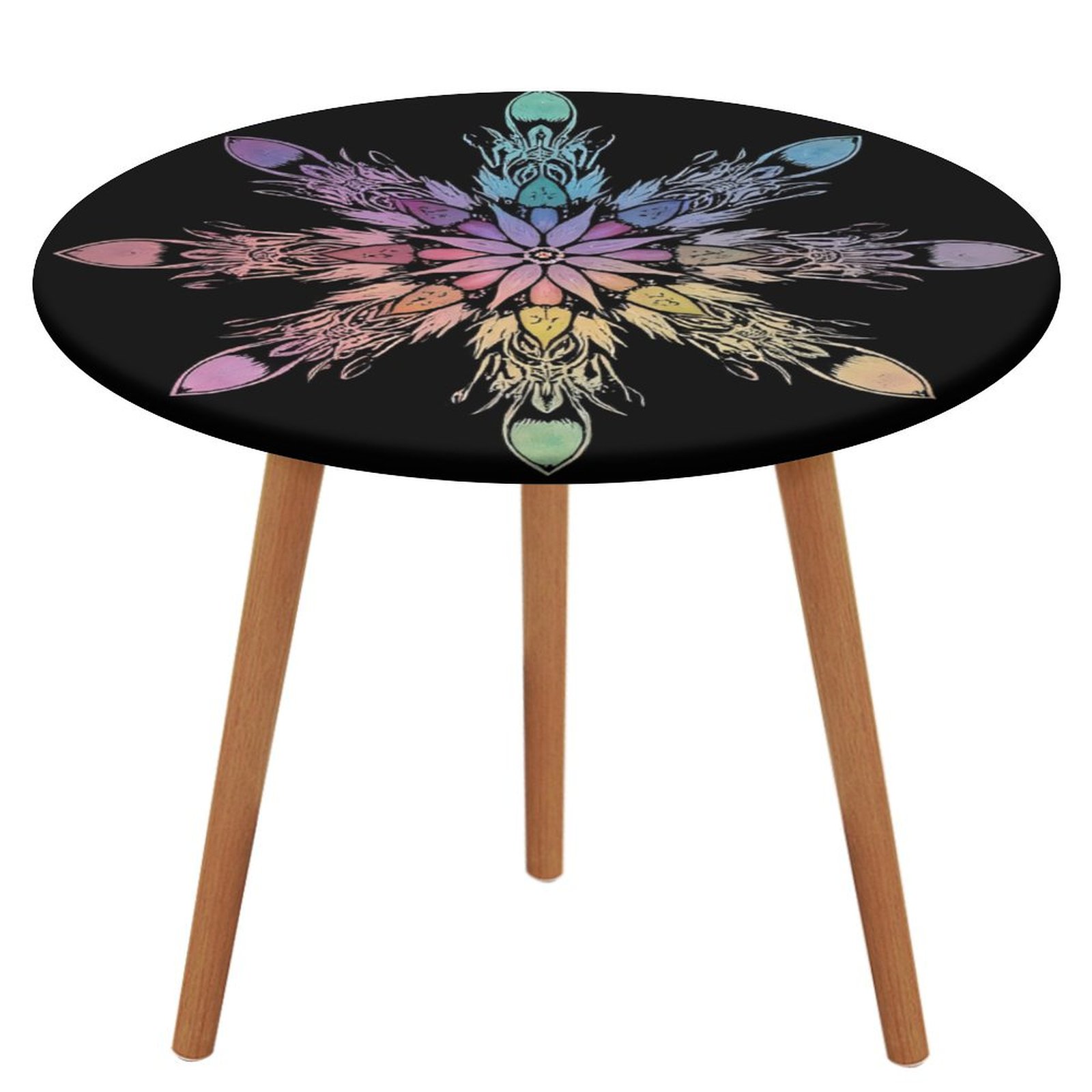 Colorful Mandala Floral Design-4 Pattern Round Tablecloth Waterproof ...