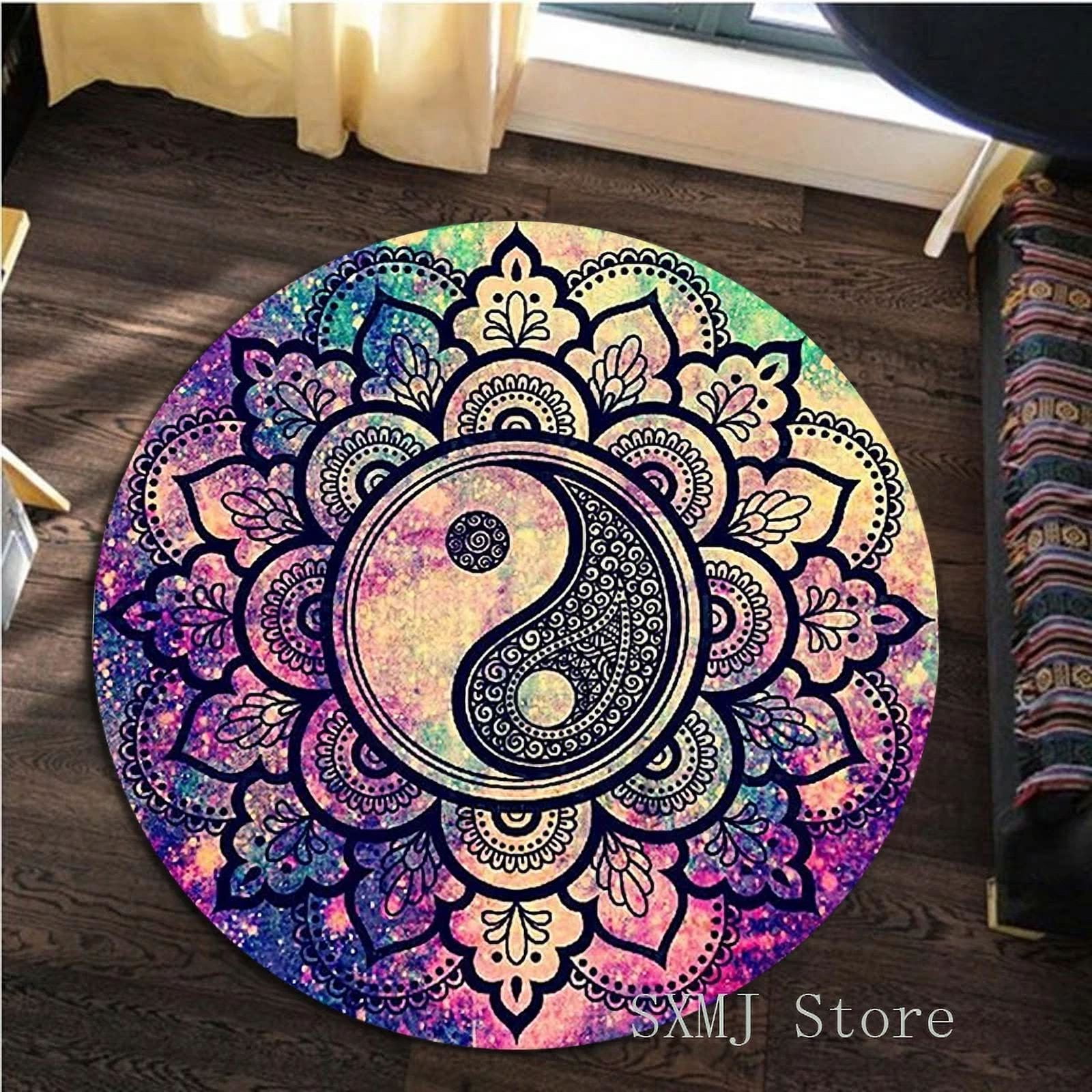 Colorful Mandala Floral Paisley Round Area Rug Carpet Sofa Foot Pad ...