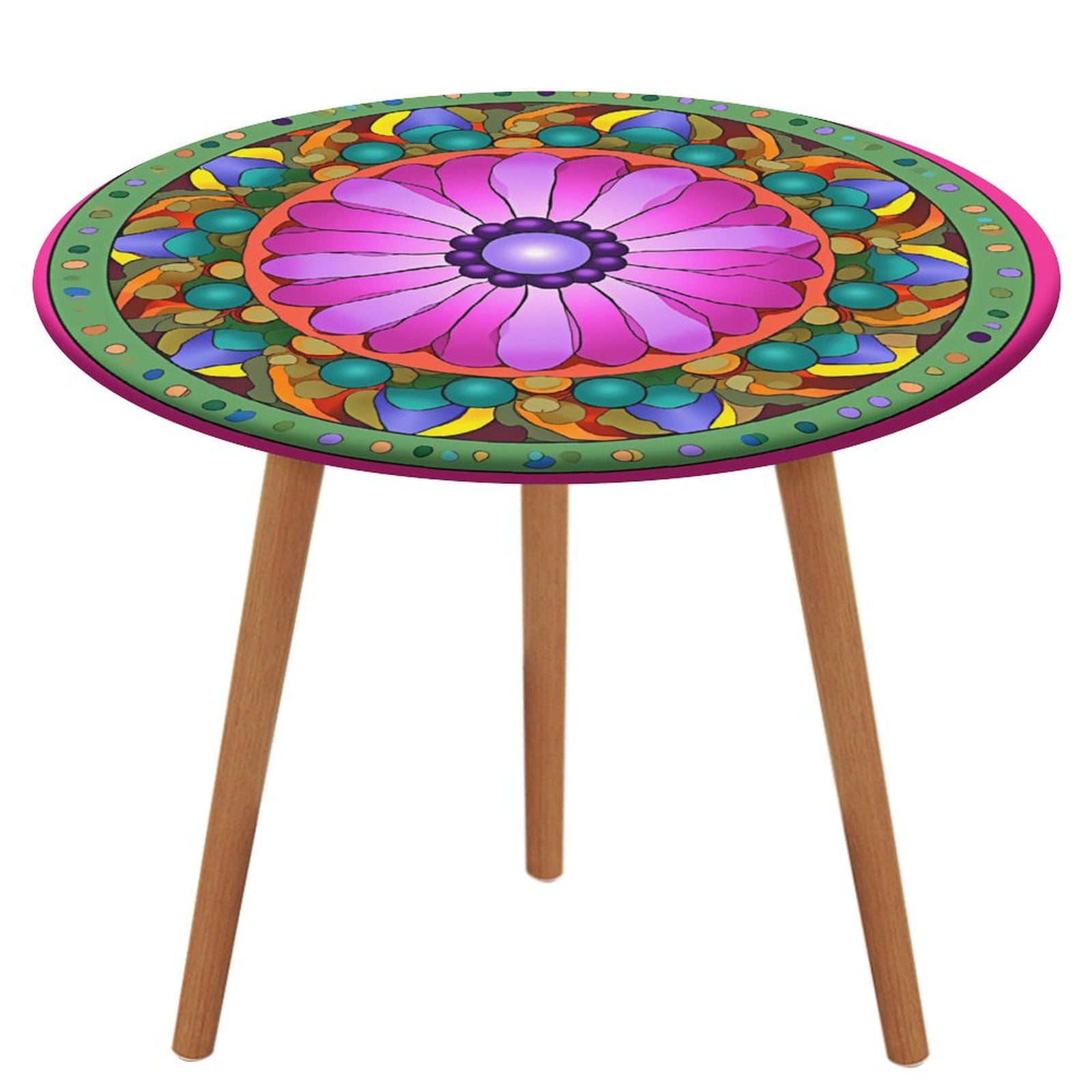 A Colorful Mandala with A Flower in The Center on A Bright Pink ...