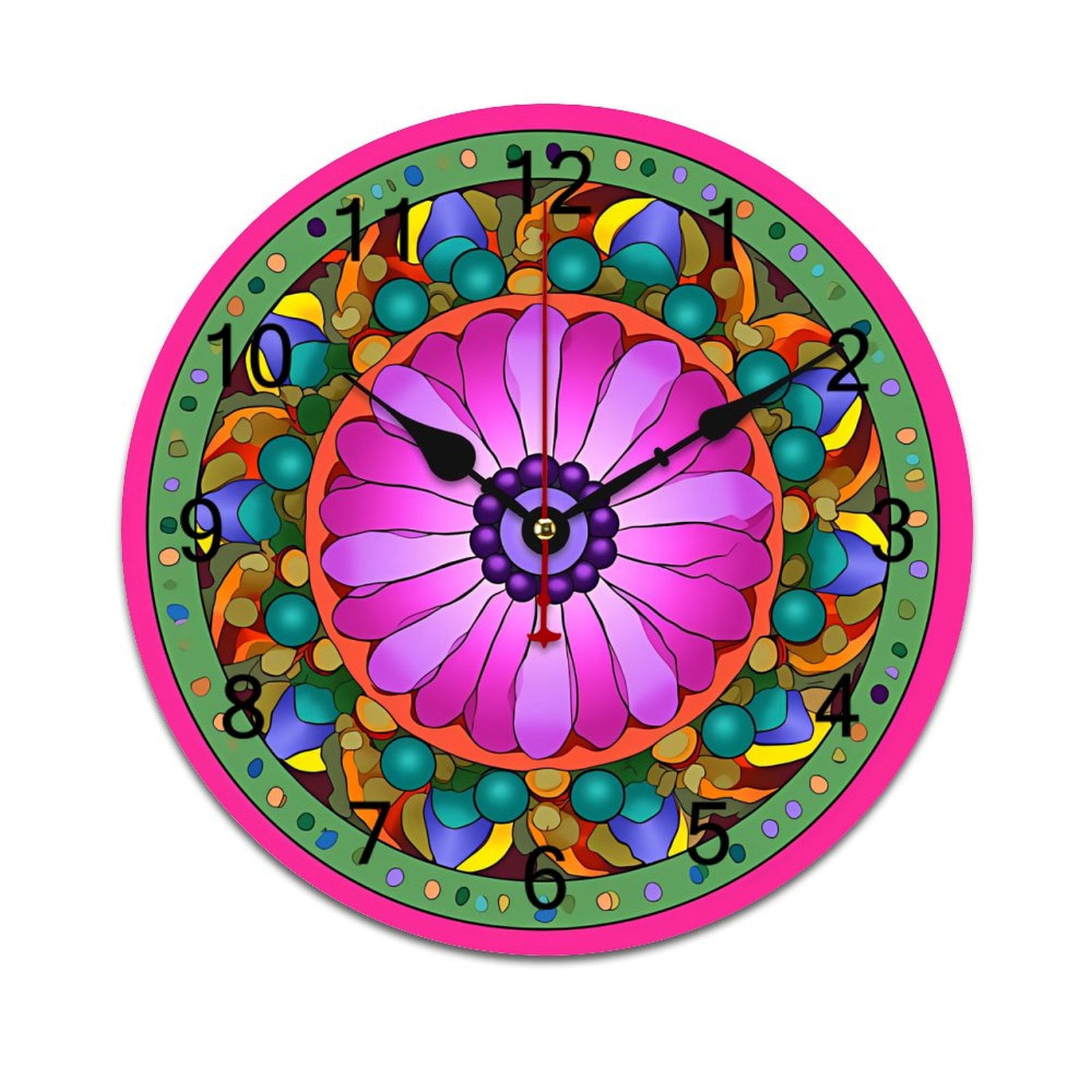 A Colorful Mandala with A Flower in The Center on A Bright Pink ...