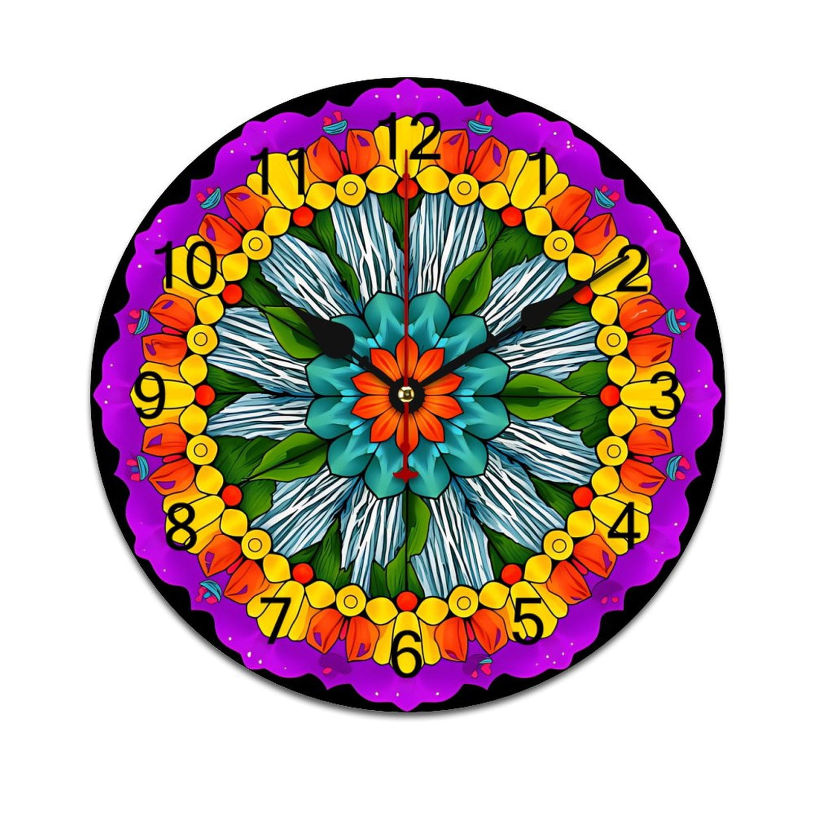 A Colorful Mandala with A Flower in The Center, Set Against A Black ...