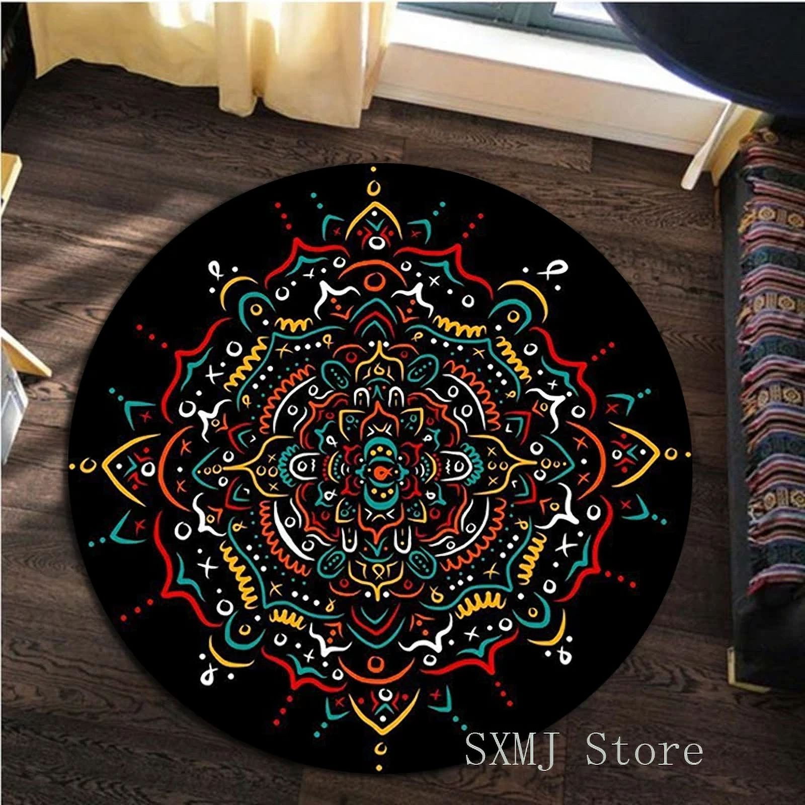 Colorful Mandala Paisley Round Carpet Area Rug Sofa Foot Pad Chair Mat ...