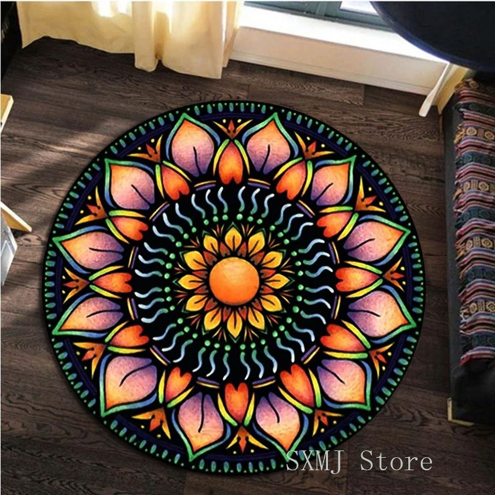 Colorful Mandala Paisley Round Carpet Area Rug Sofa Foot Pad Chair Mat ...