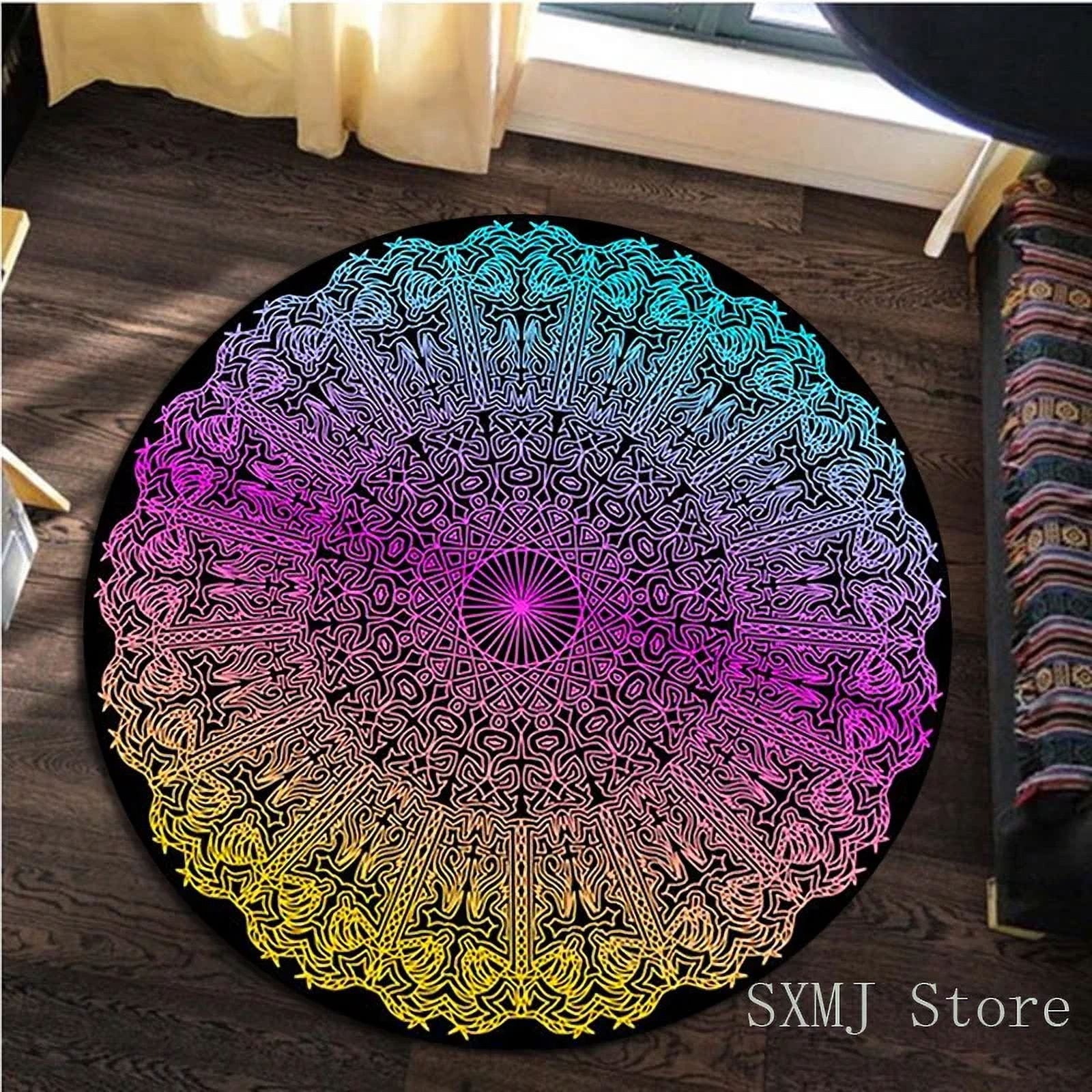 Colorful Mandala Round Area Rug Carpet Sofa Foot Pad Side Table Mats ...