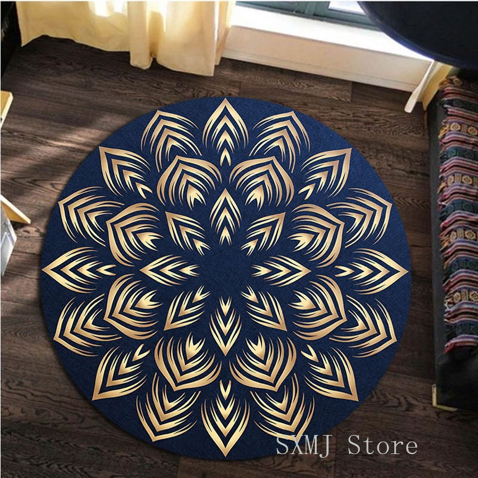Colorful Mandala Round Carpet Area Rug Sofa Foot Pad Colorful Side ...