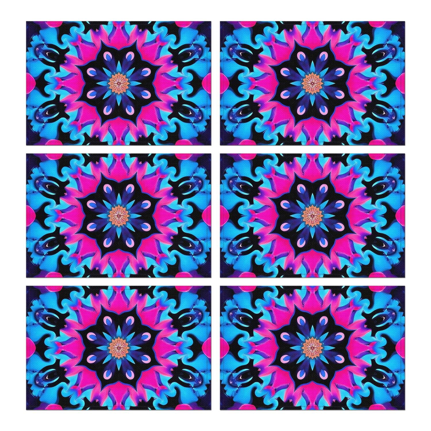 Colorful Mandala Tie Dye Pattern Summer Placemats Table Placemats Set ...