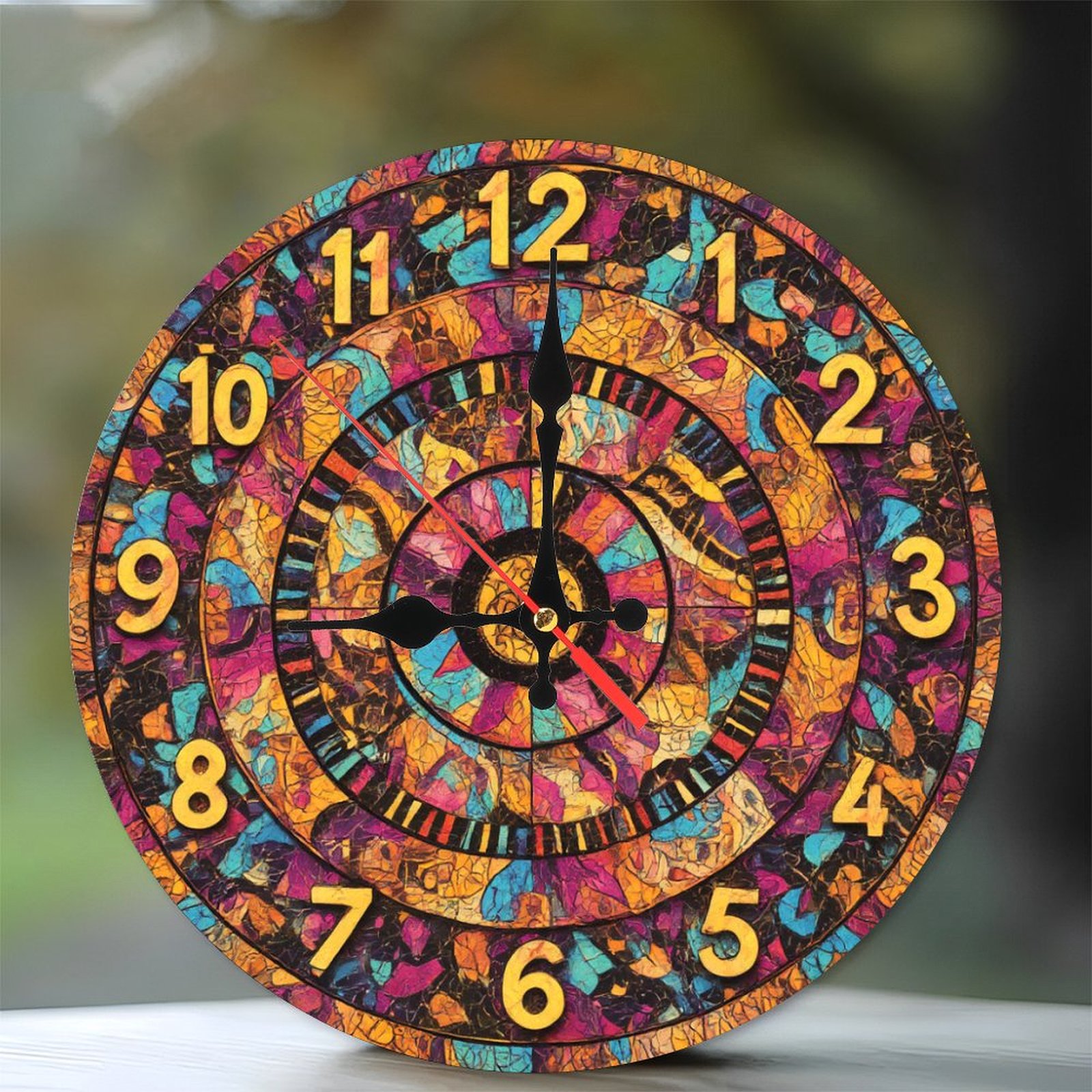 Colorful Mandala Wall Clock Abstract Art Home Decor 10-Inch Silent ...