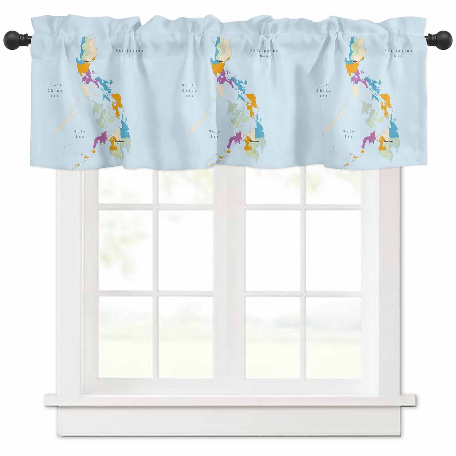 Colorful Map Valances for Windows Farmhouse Kitchen Curtains Valances ...