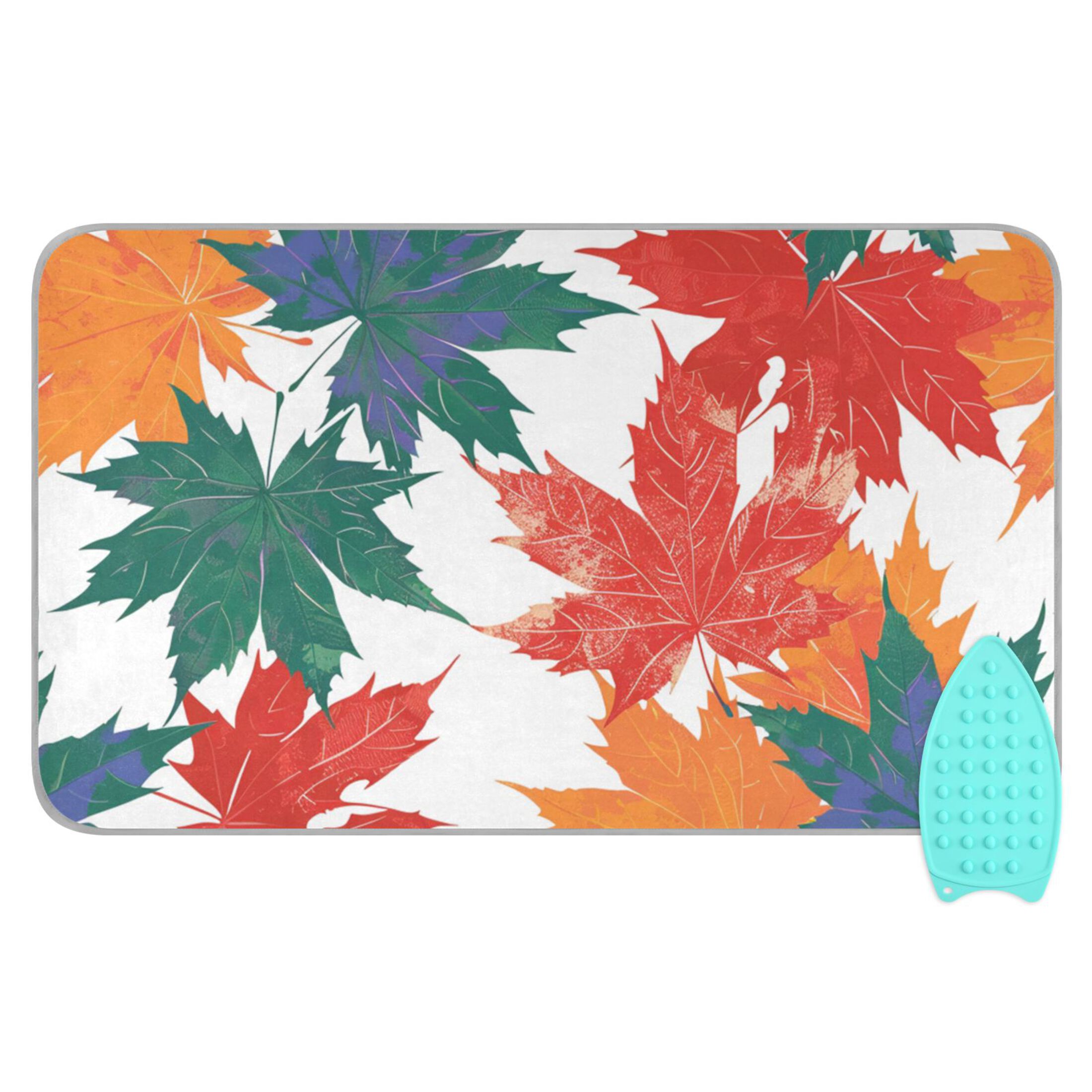 Colorful Maple Leaves Hand Drawn Ironing Mat Blanket Portable Travel ...