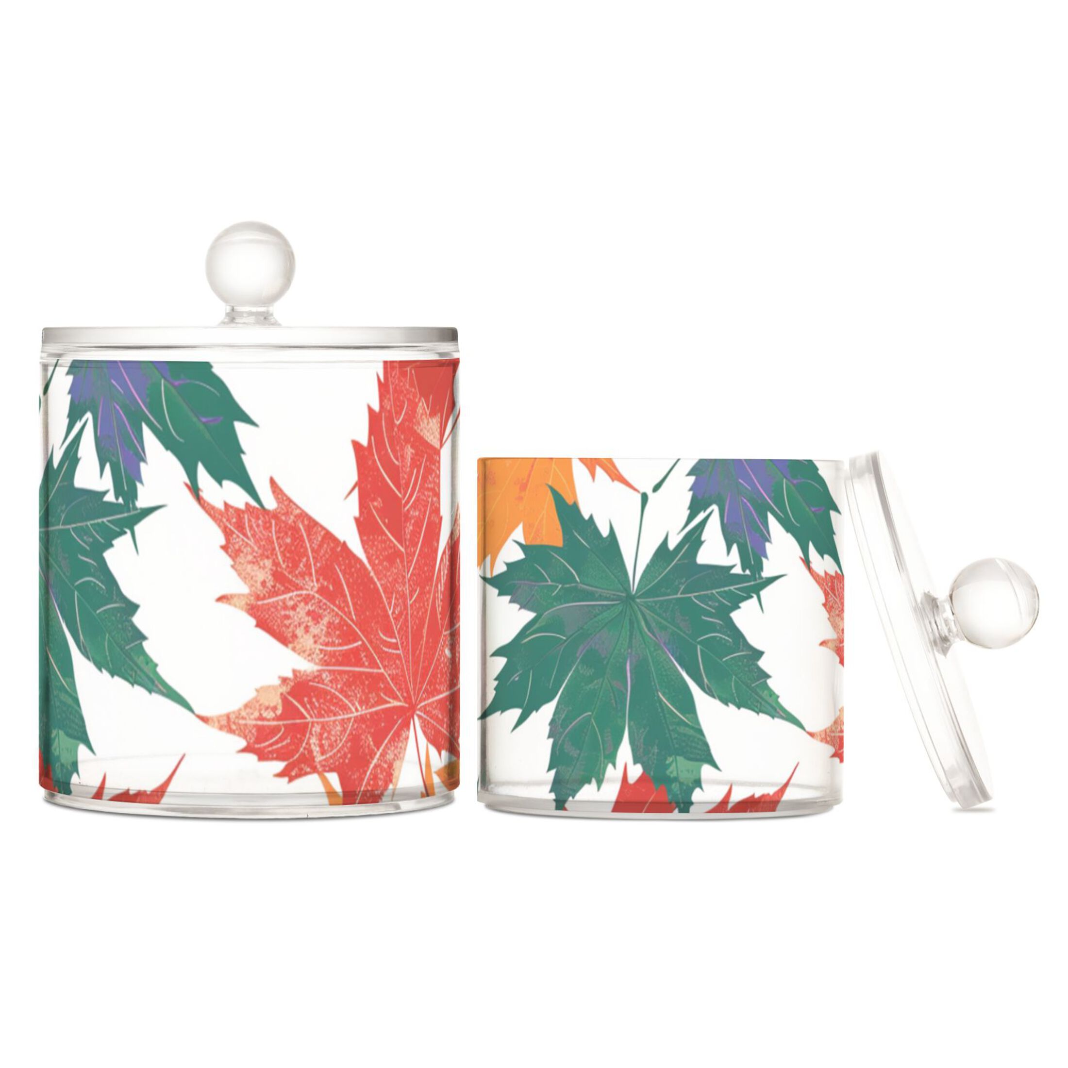 Colorful Maple Leaves Hand Drawn Translucent Plastic Cans Storage ...