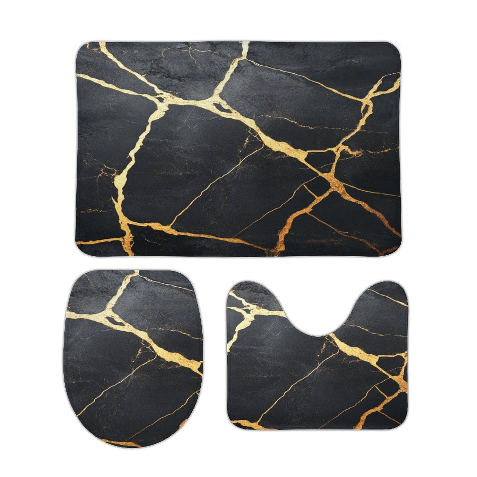 Colorful Marble (4) Bathroom Mats Set 3-piece Bath Mats , Washable Deck ...