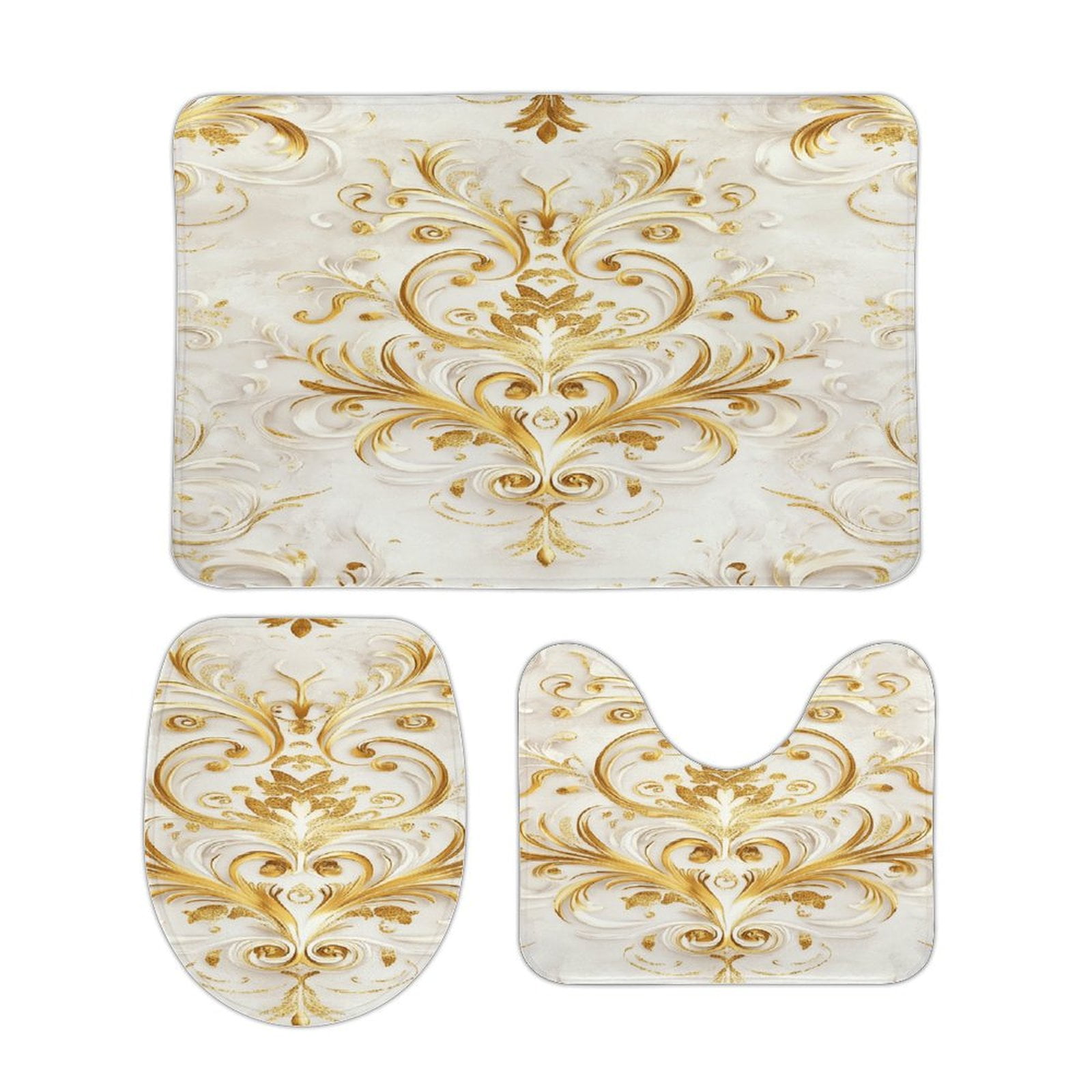 Colorful Marble (57) Bathroom Rugs Set 3 Piece with Non-Slip Bath Rugs ...