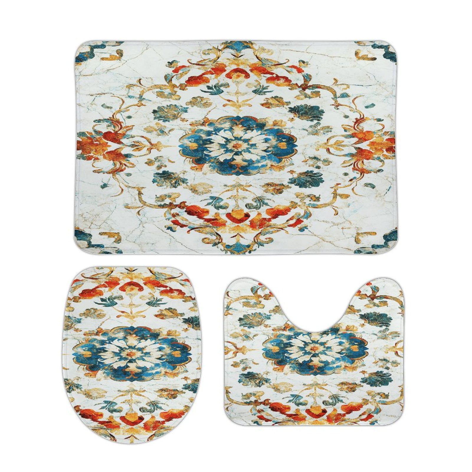 Colorful Marble (63) Bathroom Mats Set 3-piece Bath Mats , Washable ...
