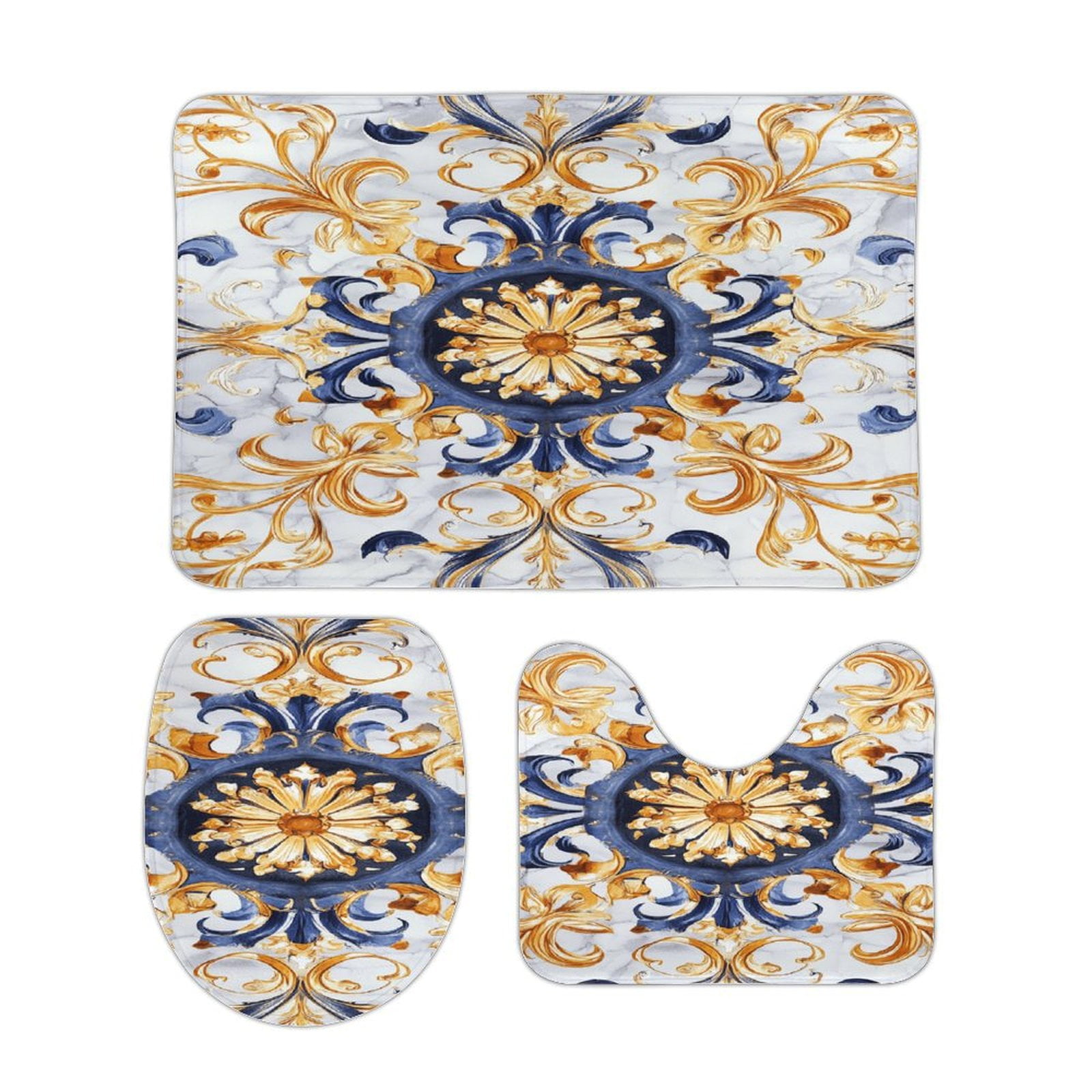 Colorful Marble (65) Bathroom Mats Set 3-piece Bath Mats , Washable ...
