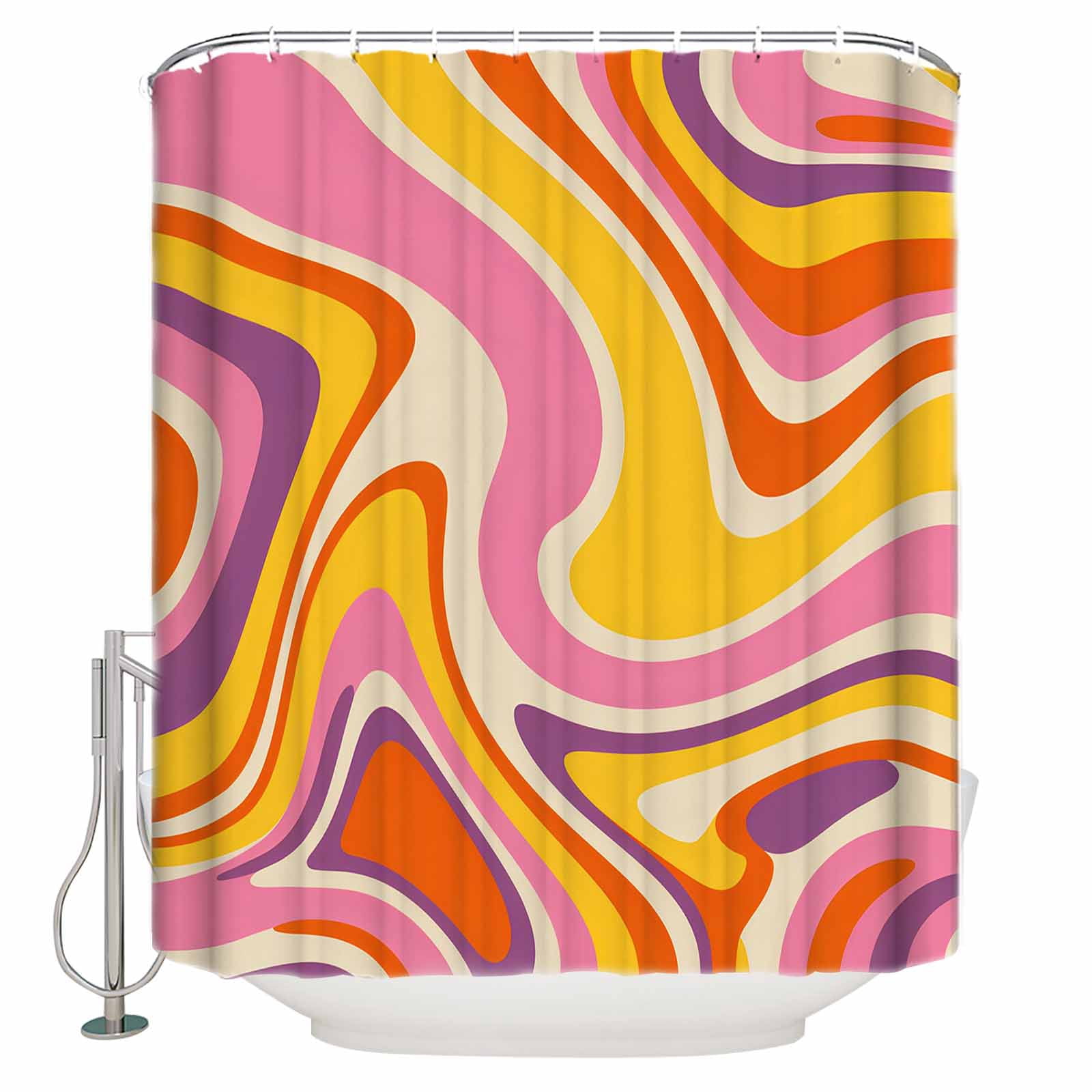 Colorful Marble Bathroom Shower Curtains with 12 Hooks Polyester ...