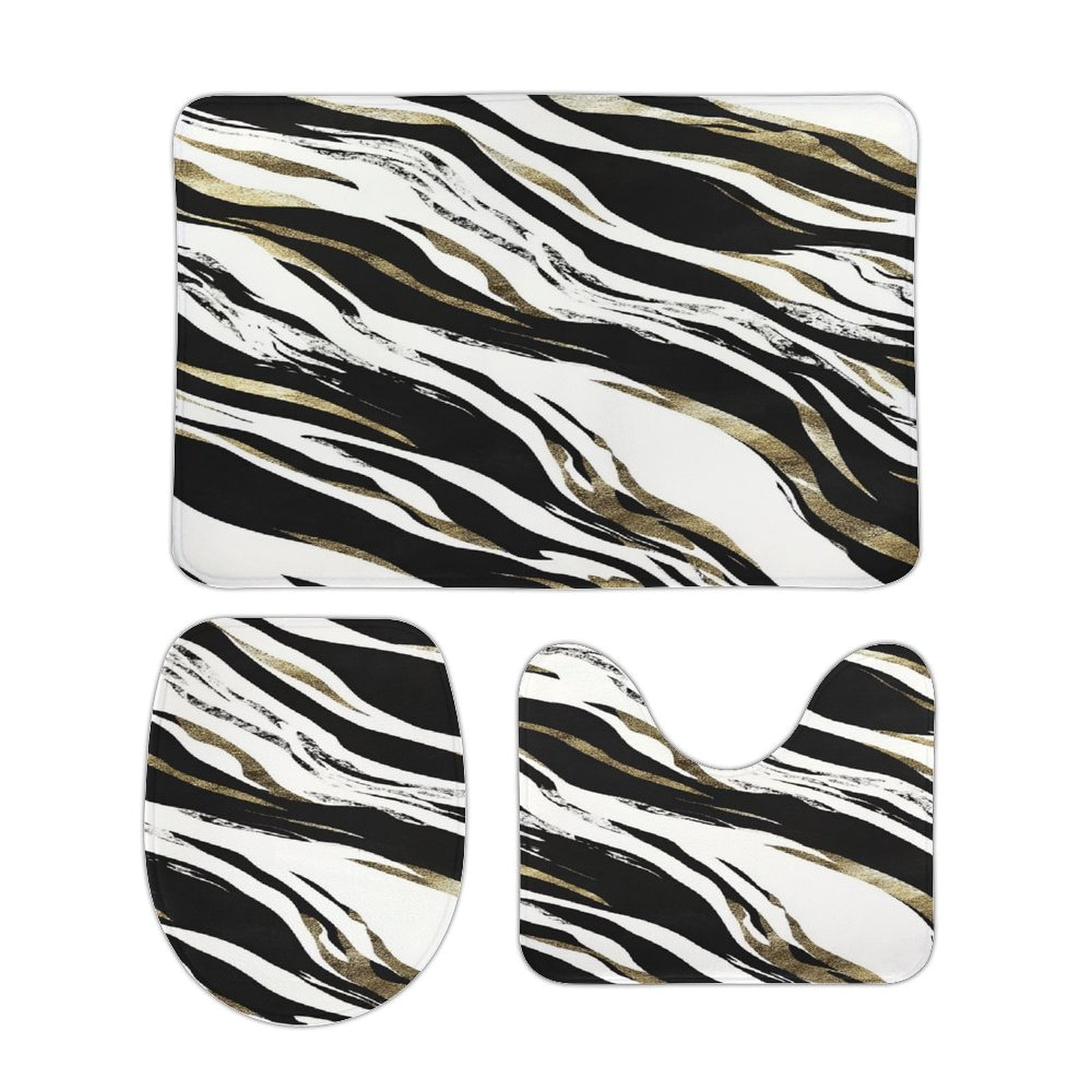 Colorful Marble Black (3) Soft Bathroom Carpet Set , Contour Carpet Set ...