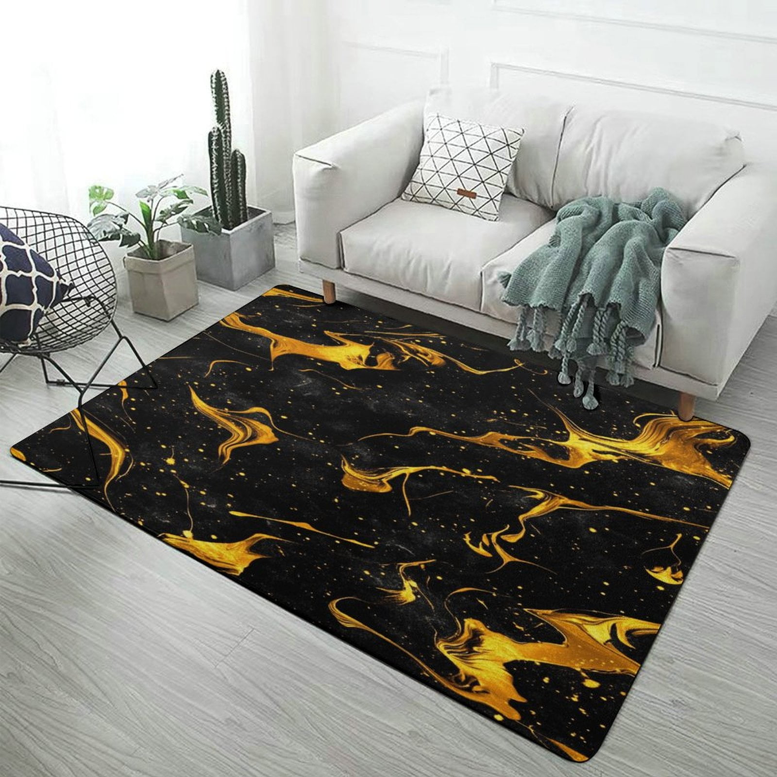 Colorful Marble Black (42) Home Decor Living Room Carpet Non-slip Hotel ...