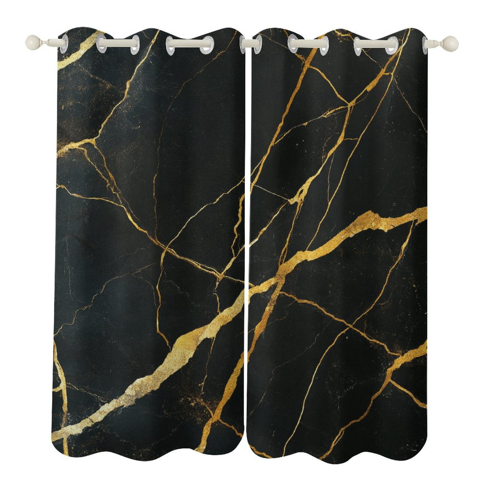 Colorful Marble Black (47) Blackout Window Curtains for Bedroom Living ...