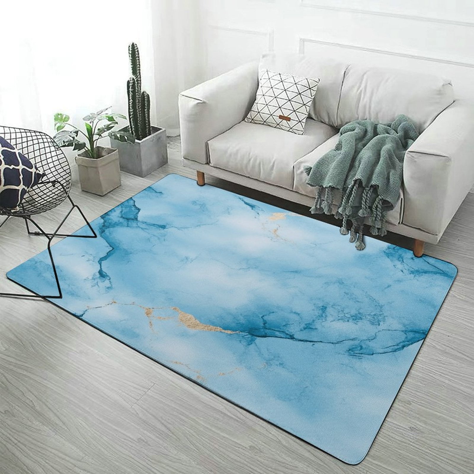 Colorful Marble Blue Gilded Gold (13) Area Rugs Carpet Suitable for ...