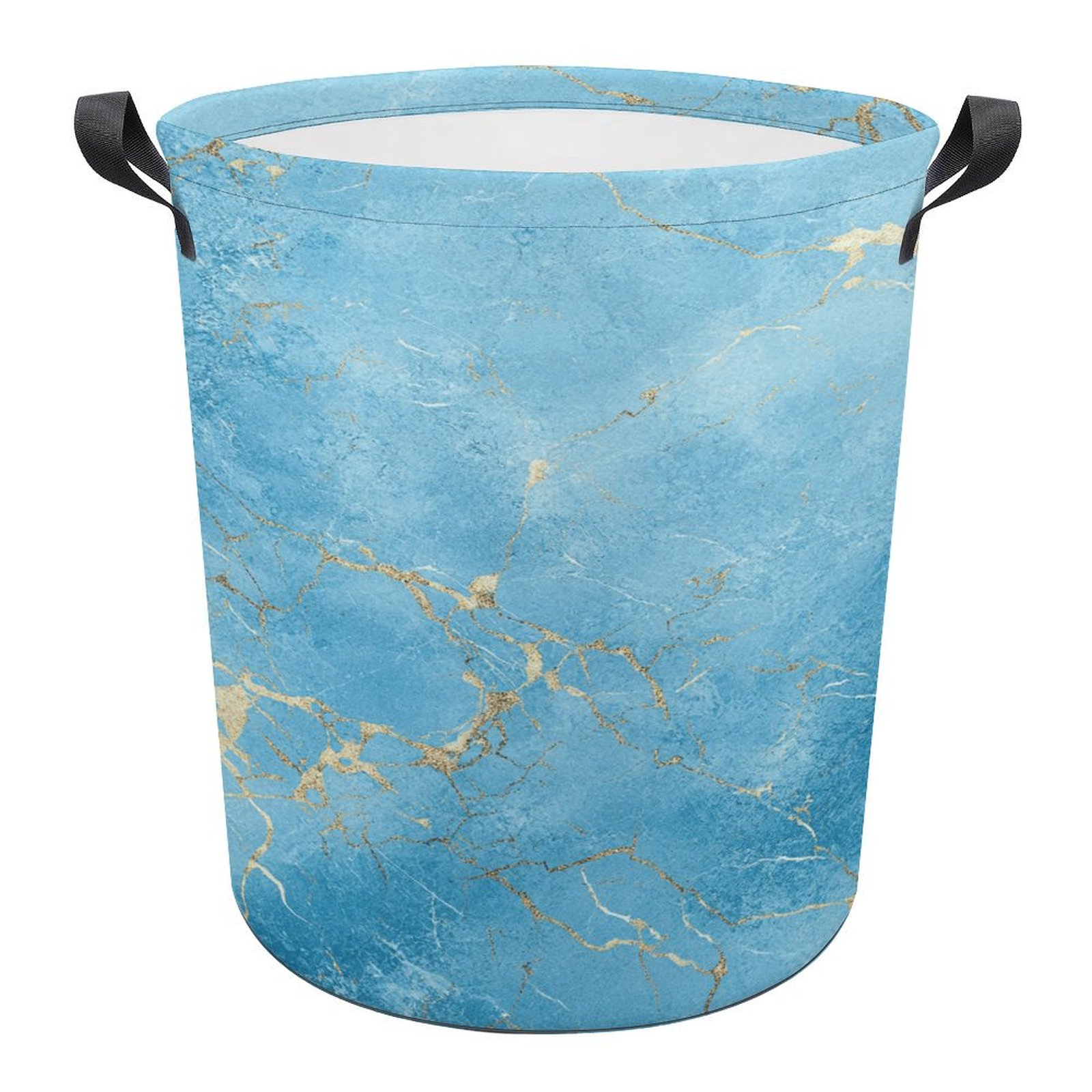 Colorful Marble Blue Gilded Gold (21) Print Foldable Laundry Basket for ...