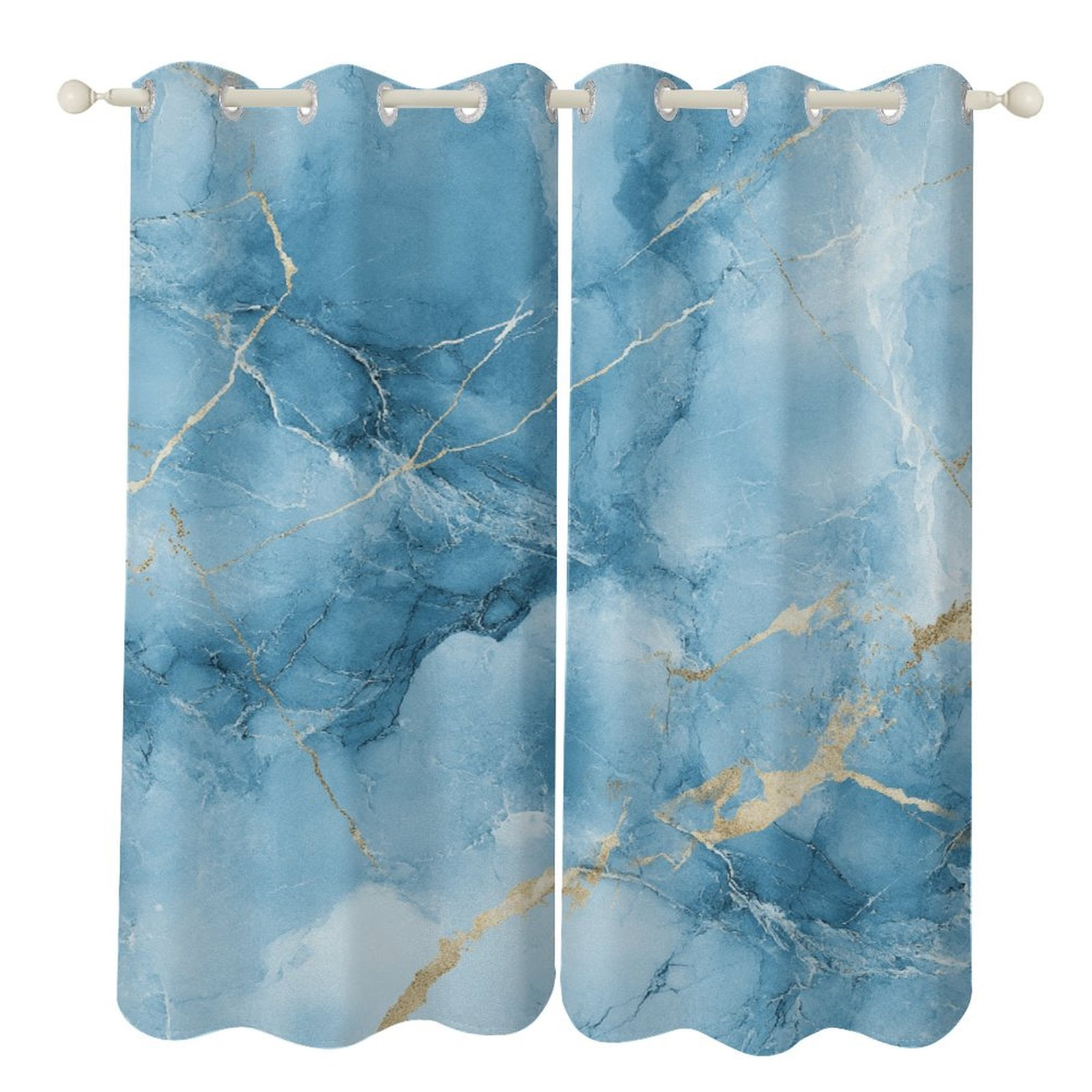 Colorful Marble Blue Gilded Gold (40) Luxury Window Curtains Blinds for ...