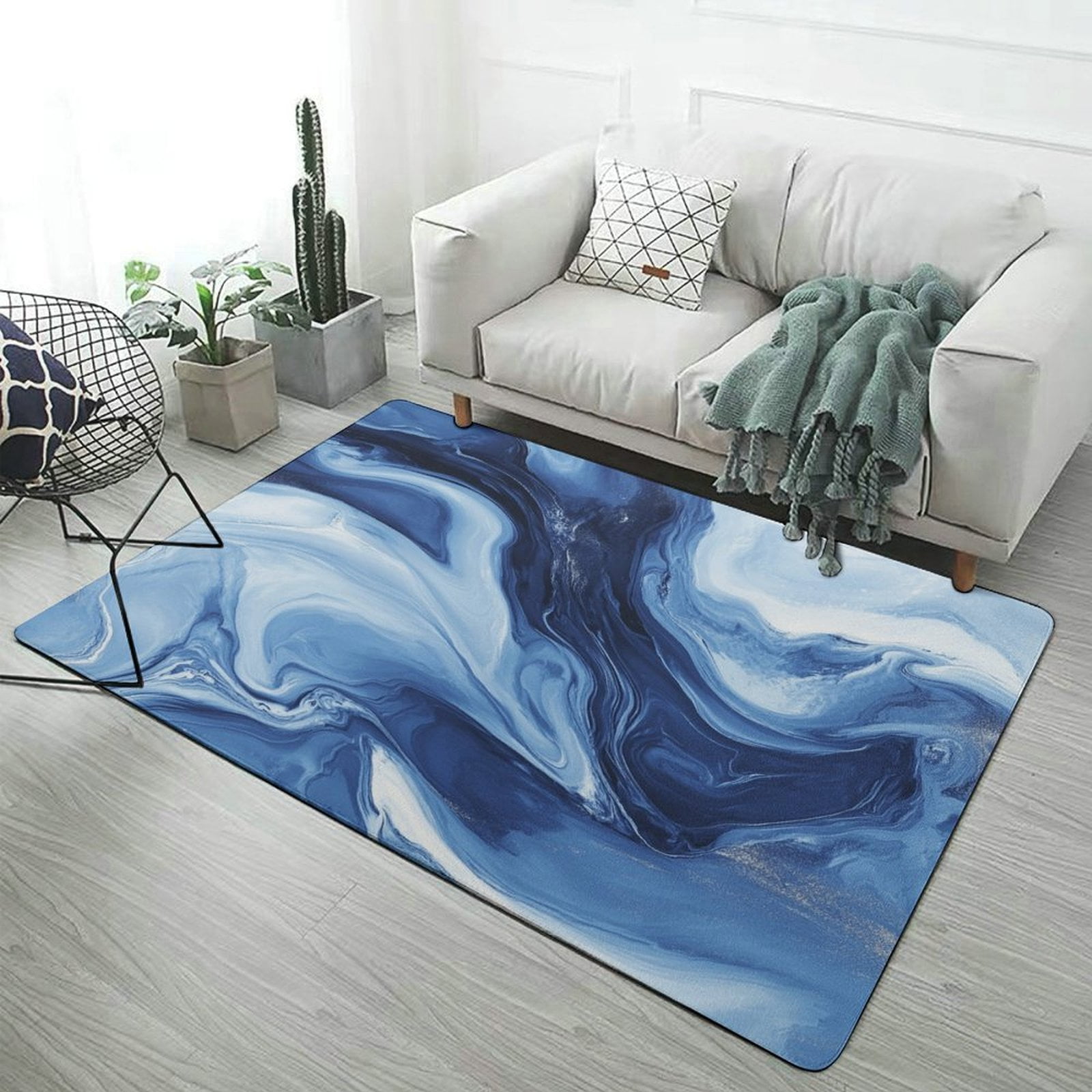 Colorful Marble Blue Gilded Gold (43) Home Decor Living Room Carpet Non ...