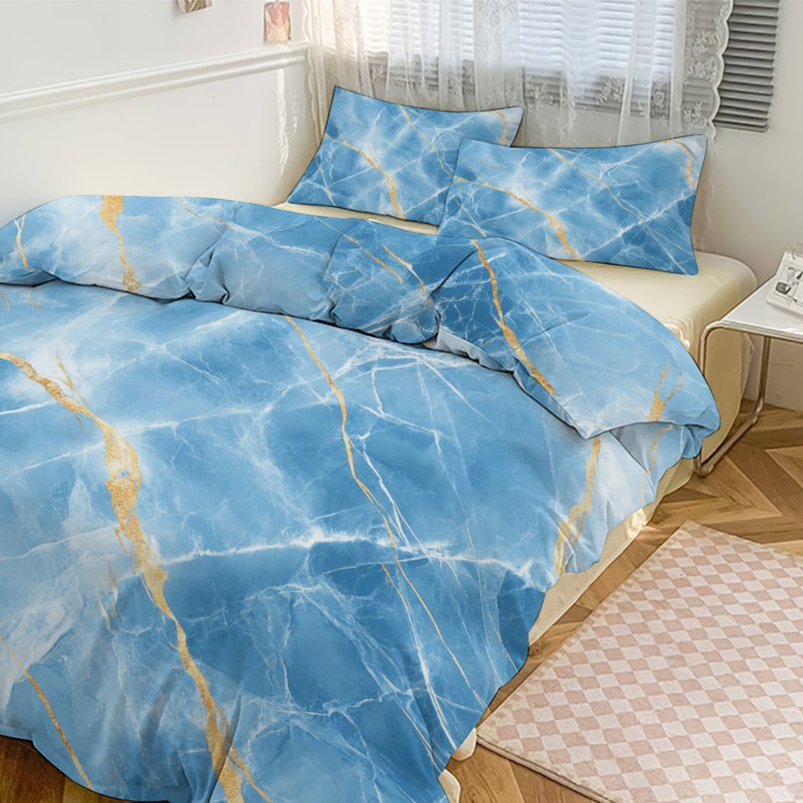 Colorful Marble Blue Gilded Gold (44) Duvet Cover Set Bedding Set ...