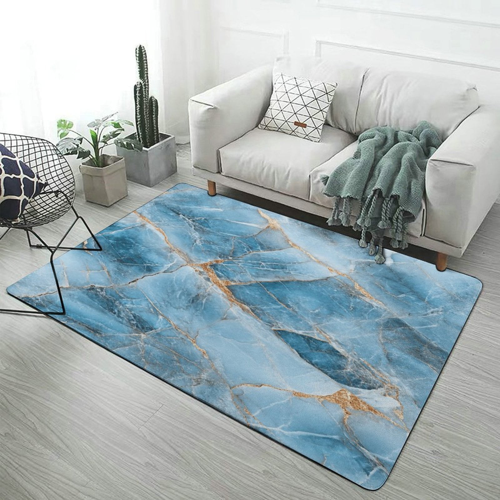 Colorful Marble Blue Gilded Gold (7) Carpet Style Living Room Bedroom ...