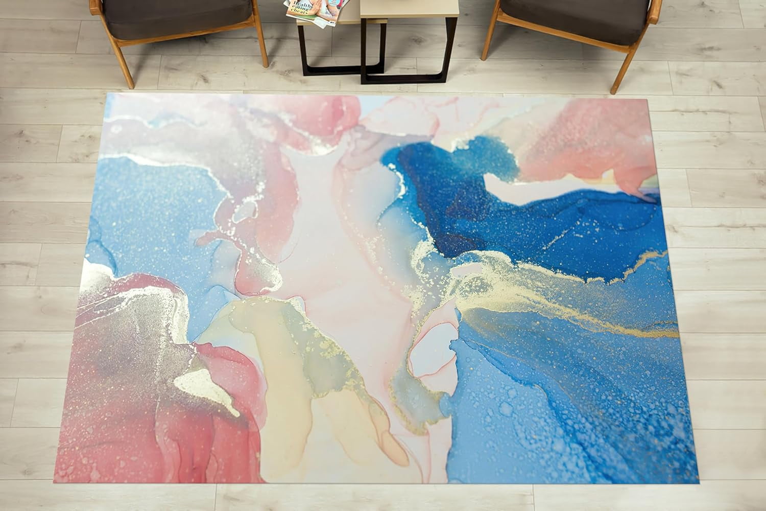 Colorful Marble Carpet Indoor,Gold Alcohol Ink Marble Non-Slip Non ...
