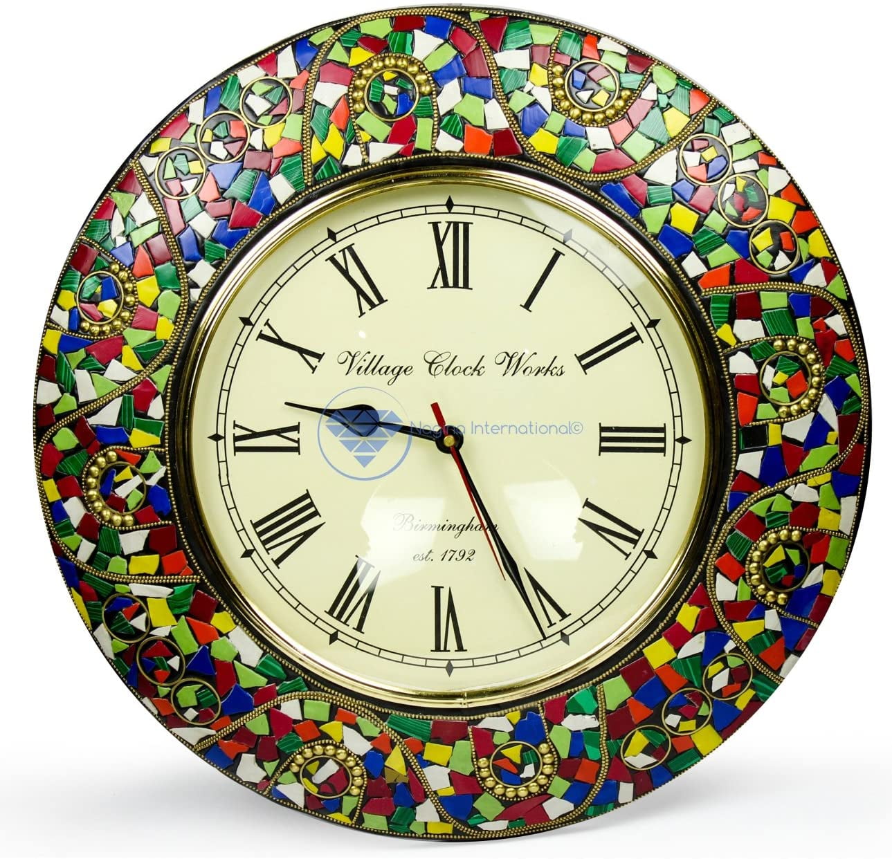 Colorful Marble Chunks Embedded Premium Handmade Nautical Time's Wall ...