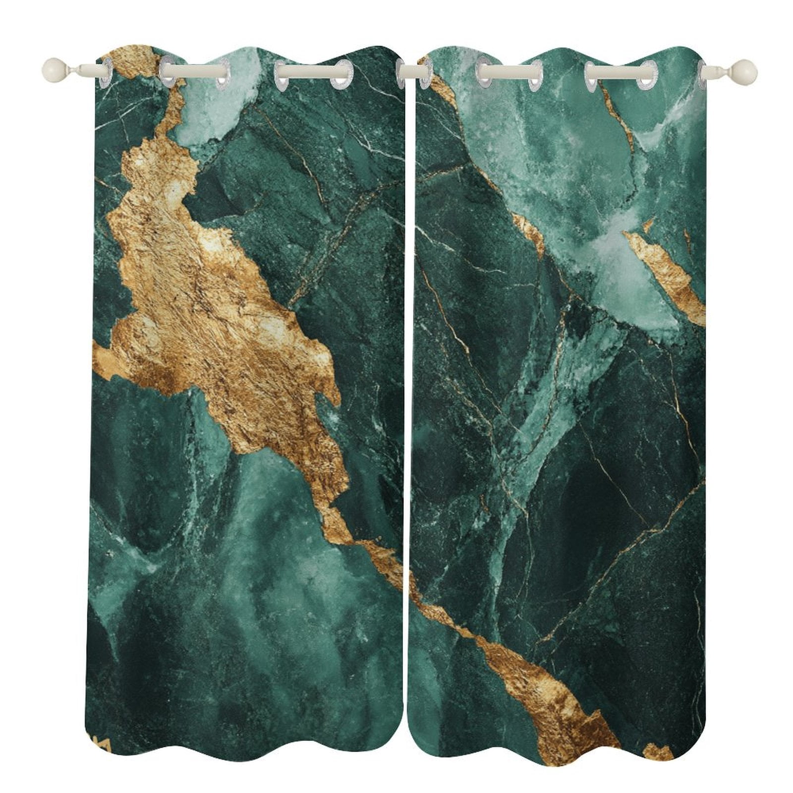 Colorful Marble Green Gilding (13) 2 Panels Curtains for Bedroom Living ...