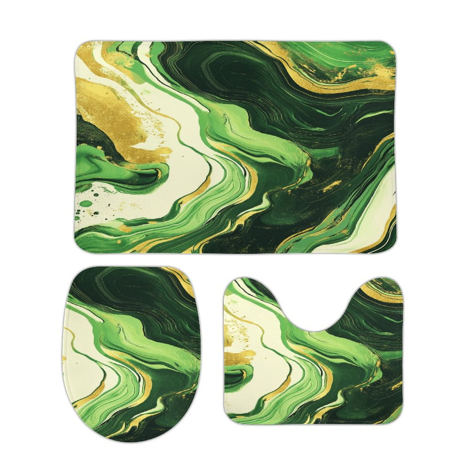 Colorful Marble Green Gilding (33) Soft Bathroom Carpet Set , Contour ...
