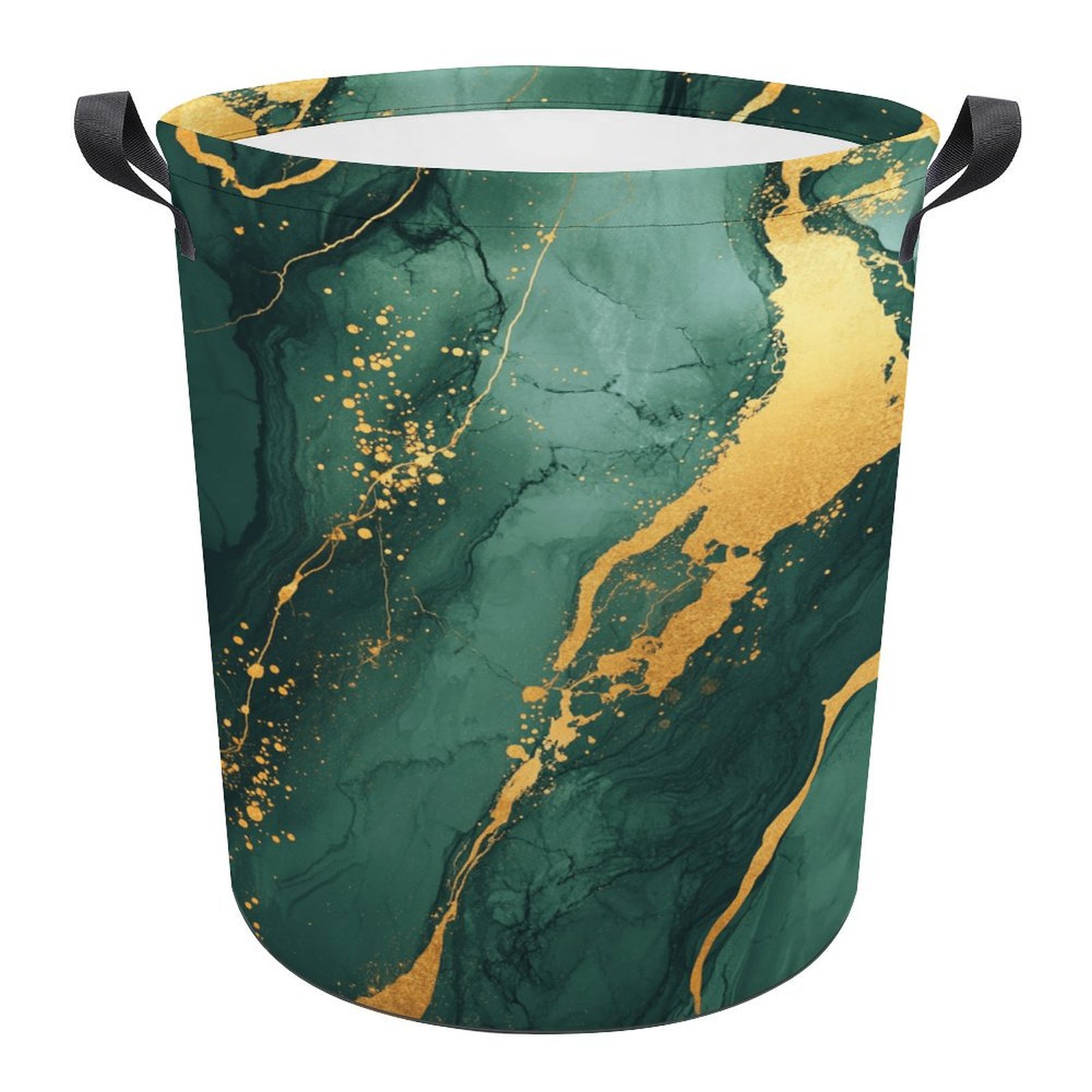 Colorful Marble Green Gilding (6) Print Foldable Laundry Basket for ...