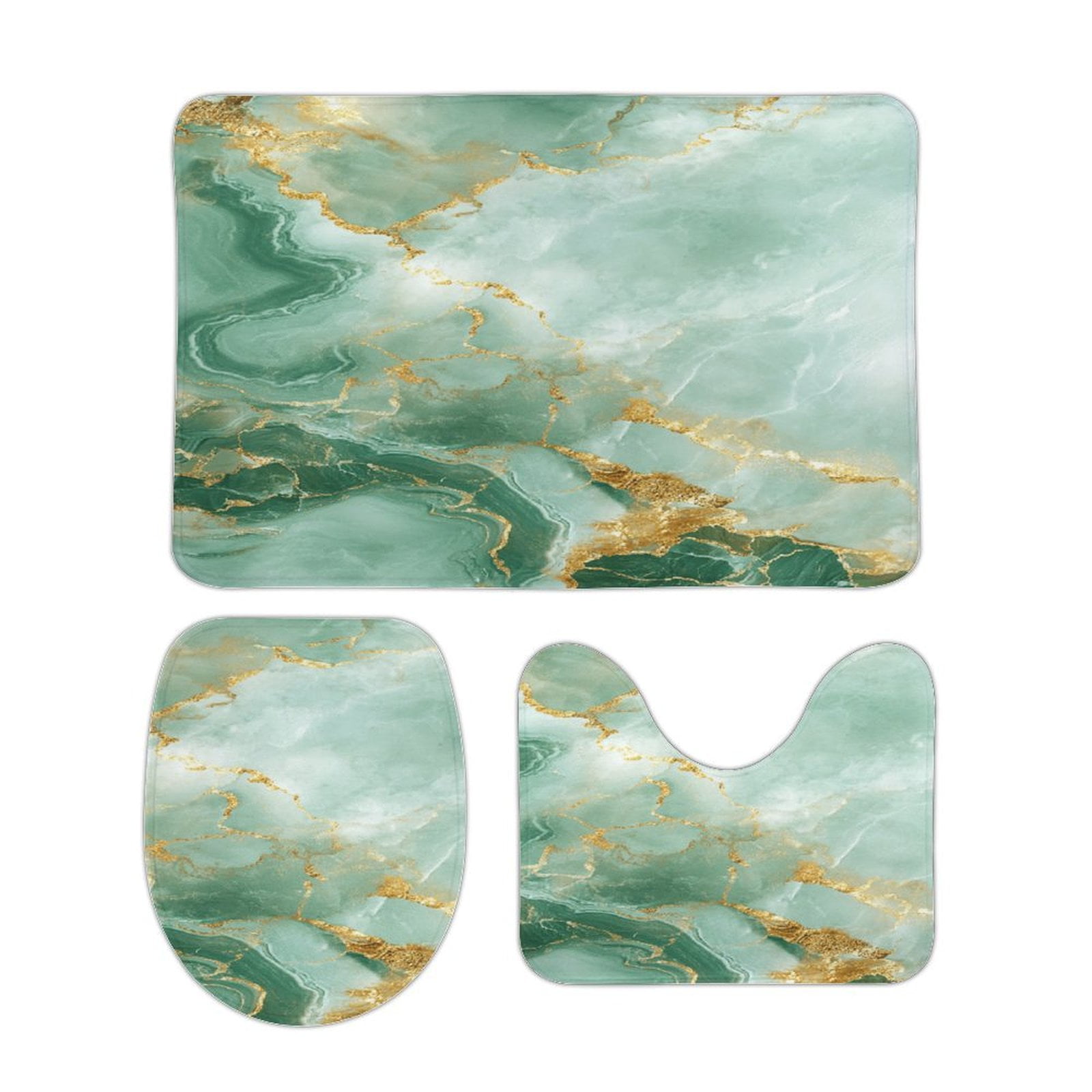 Colorful Marble Green Gilding (63) Bathroom Mats Set 3-piece Bath Mats ...