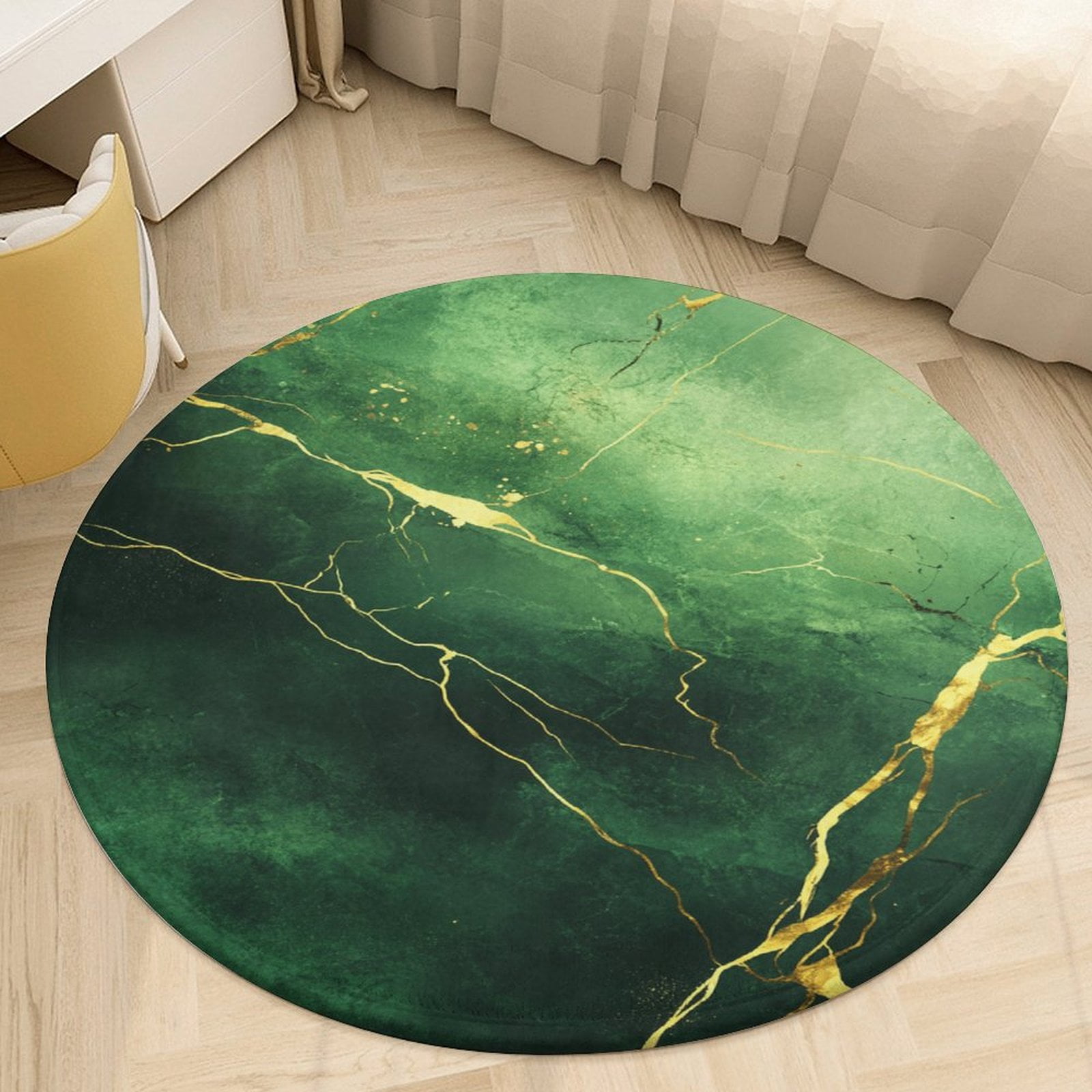 Colorful Marble Green Gilding Round Area Rugs for Bedroom Living Room ...