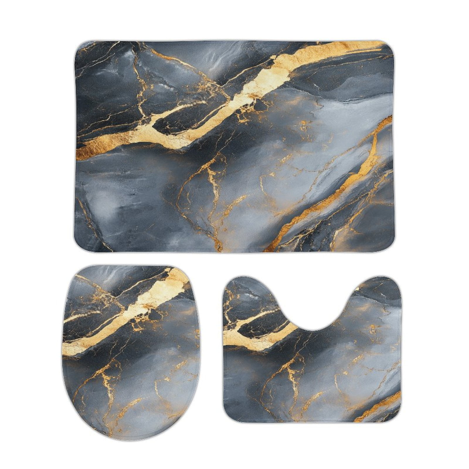 Colorful Marble Grey (25) Soft Bathroom Carpet Set , Contour Carpet Set ...