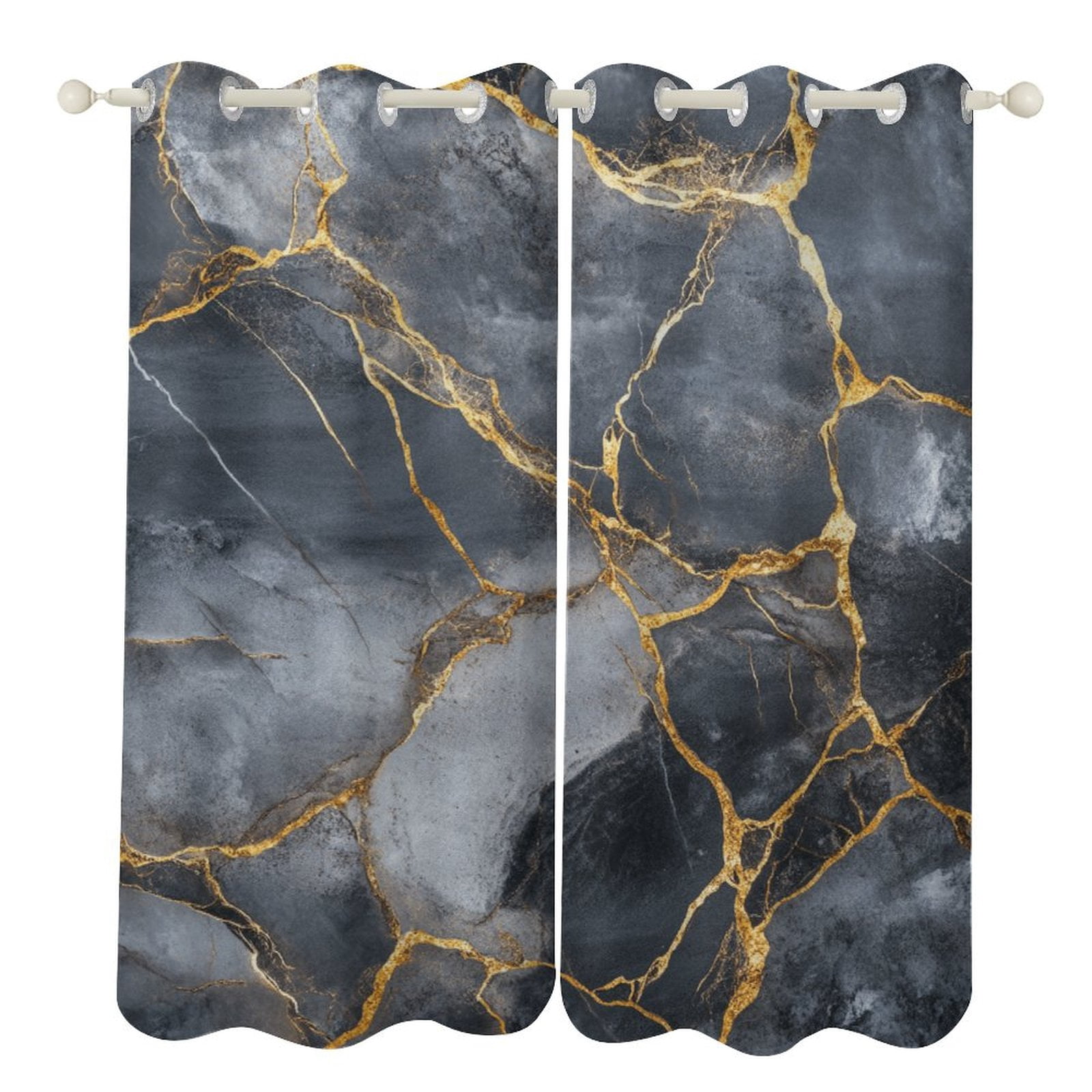 Colorful Marble Grey (27) 2 Panels Curtains for Bedroom Living Room ...