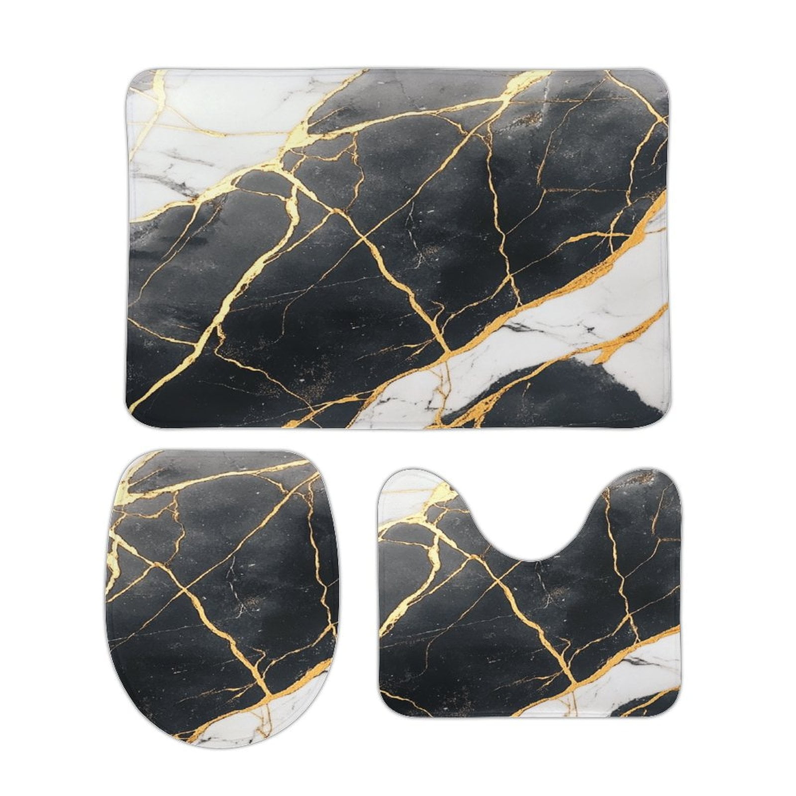 Colorful Marble Grey (4) Soft Bathroom Carpet Set , Contour Carpet Set ...