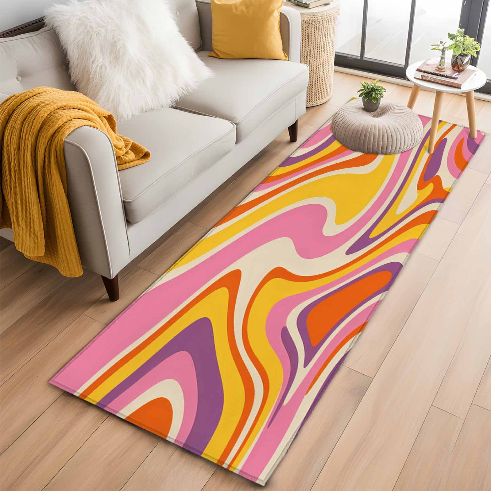 Colorful Marble Kitchen Runner Rug 2x6 Washable Runners for Hallway Non ...