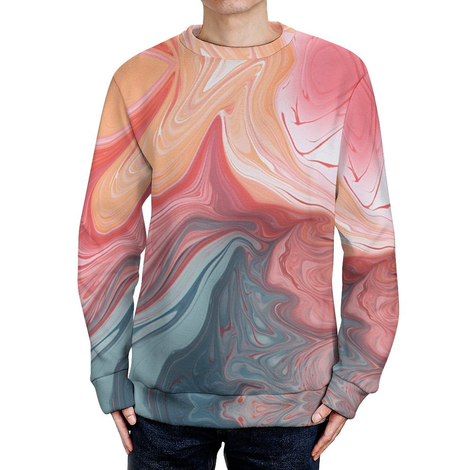 Colorful Marble Pattern 2024 Autumn/winter Round Neck Sweater for ...