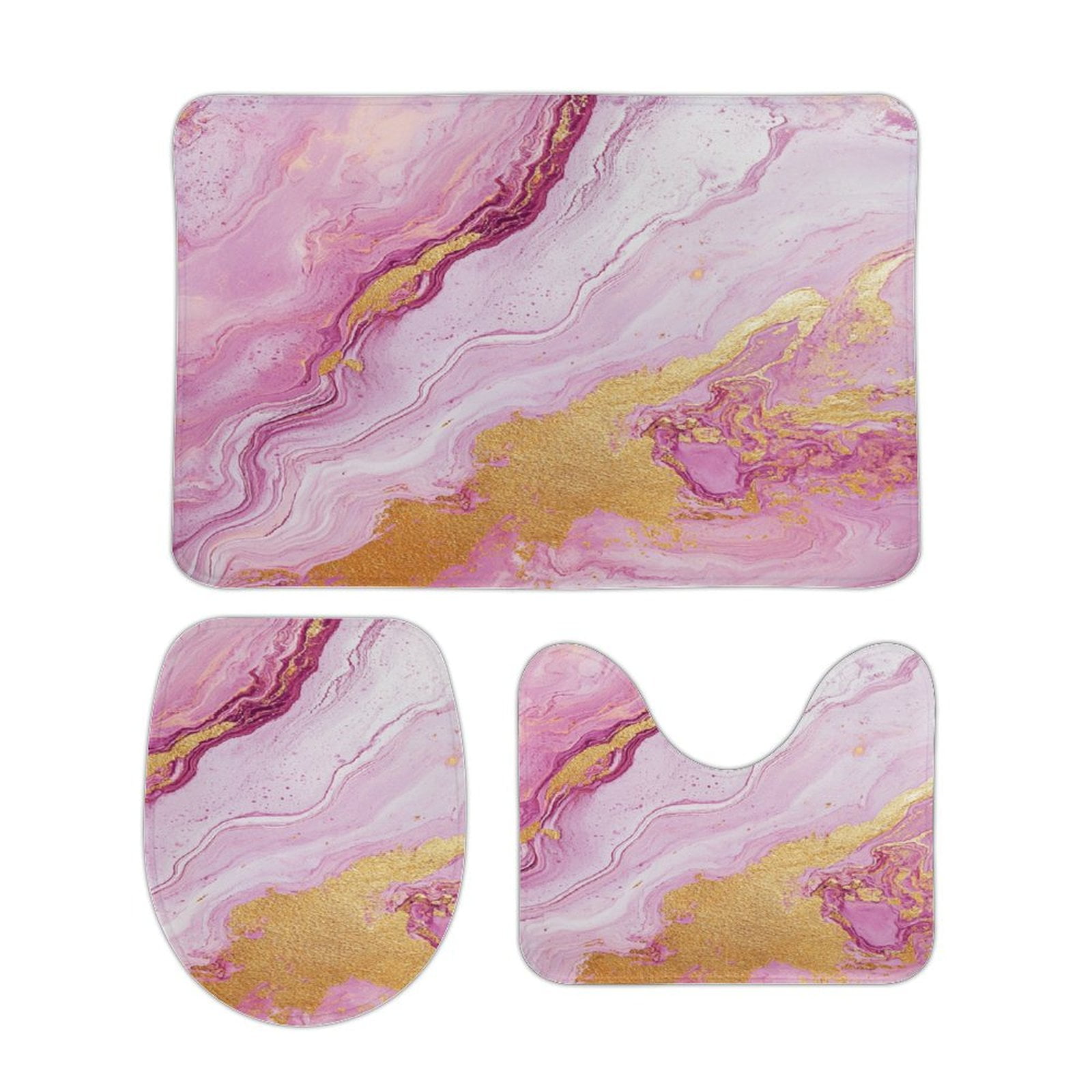 Colorful Marble Pink (40) Soft Bathroom Carpet Set , Contour Carpet Set ...