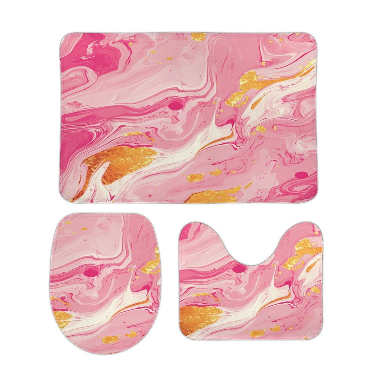 Colorful Marble Pink (41) Bathroom Mats Set 3-piece Bath Mats ...