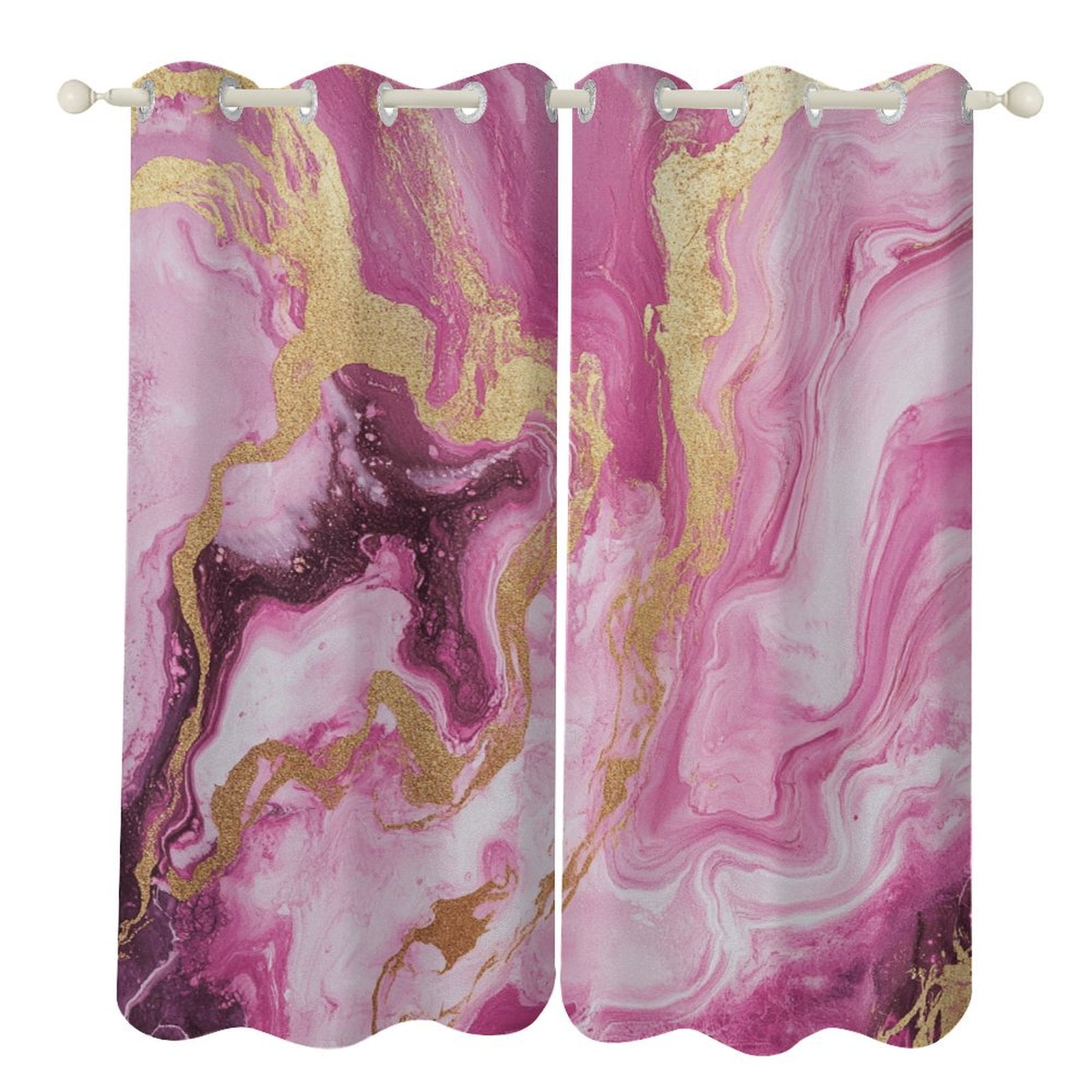 Colorful Marble Pink (48) Luxury Window Curtains Blinds for Living Room ...