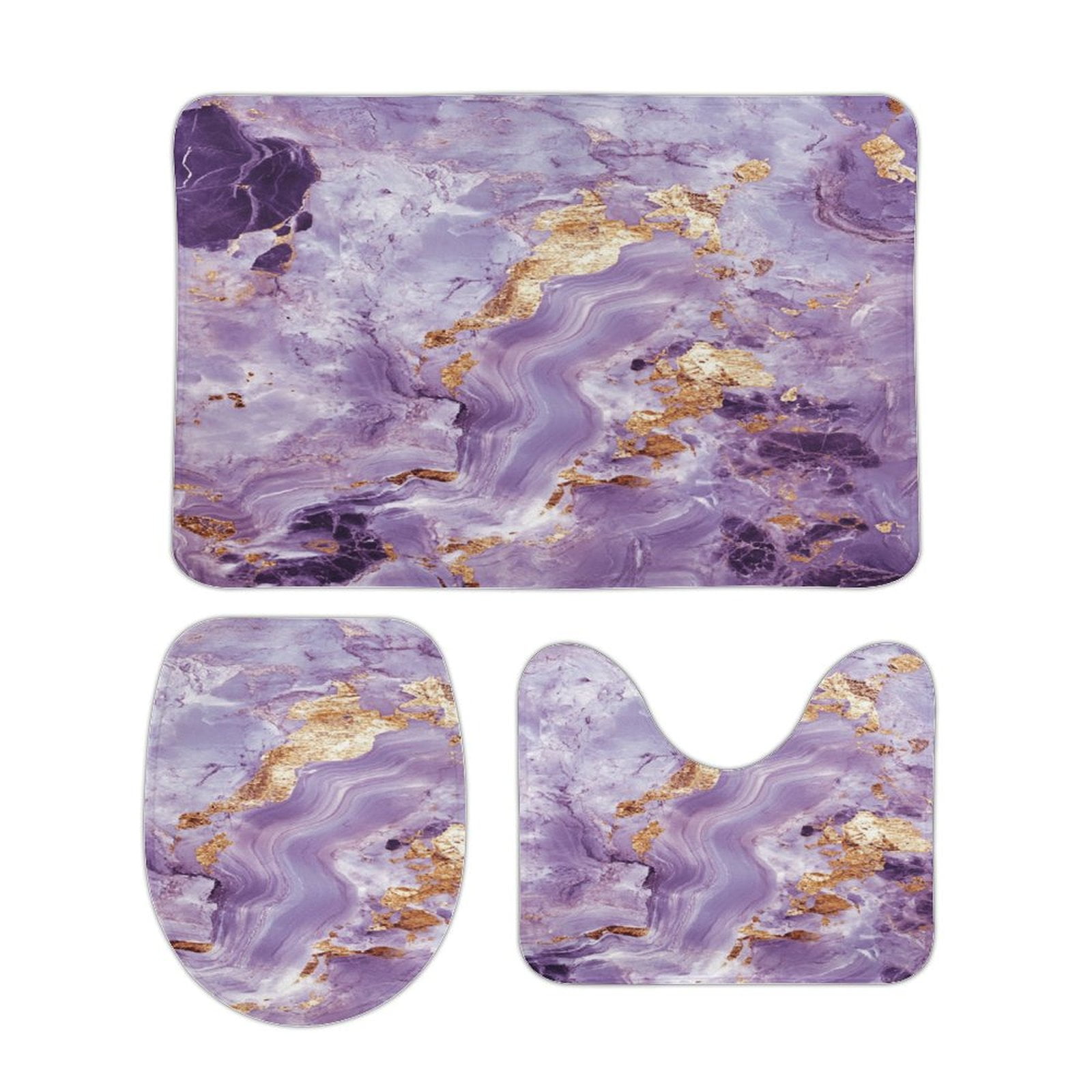 Colorful Marble Purple (10) Bathroom Mats Set of 3 Pieces Non Slip ...