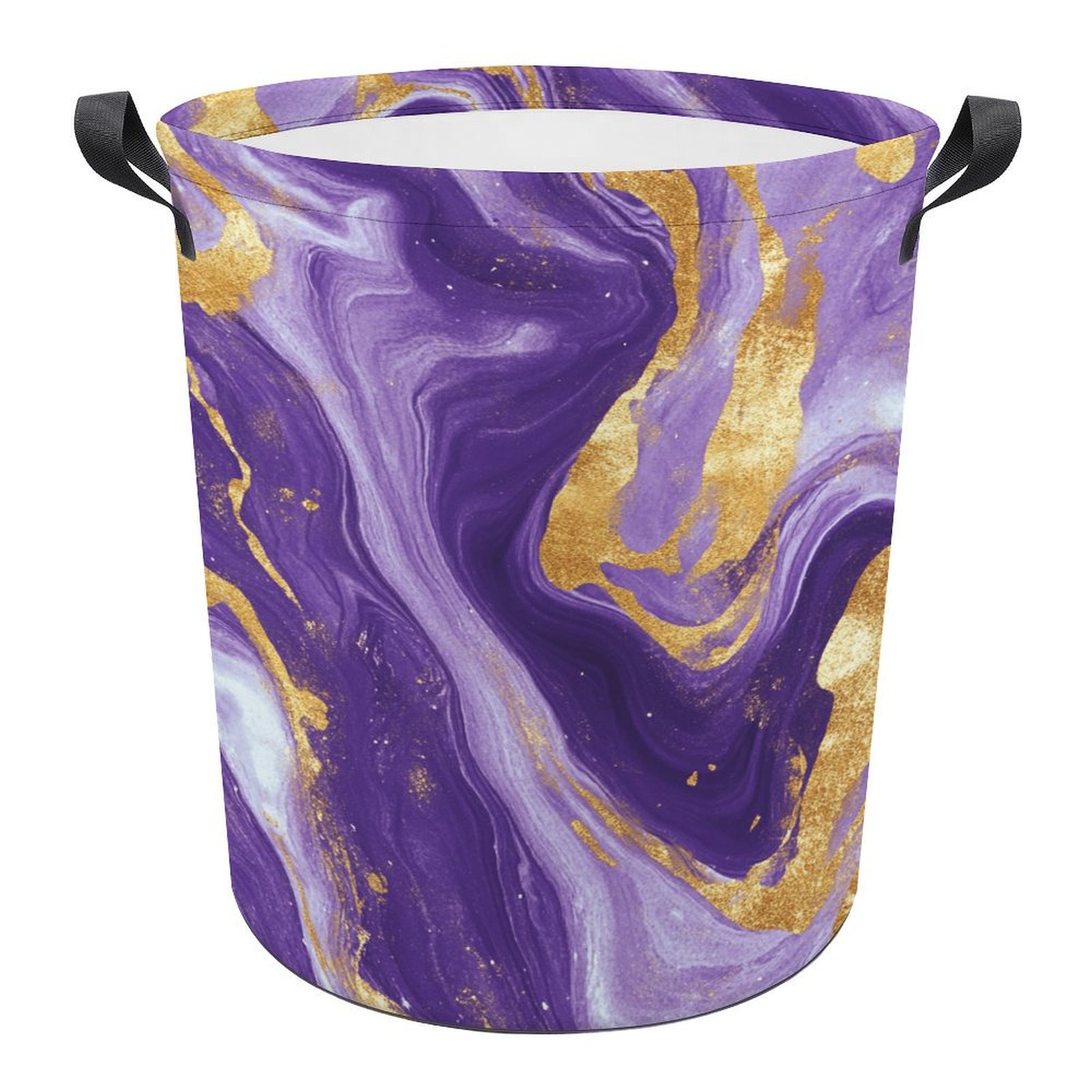 Colorful Marble Purple Gilded Gold (17) Print Foldable Laundry Basket ...