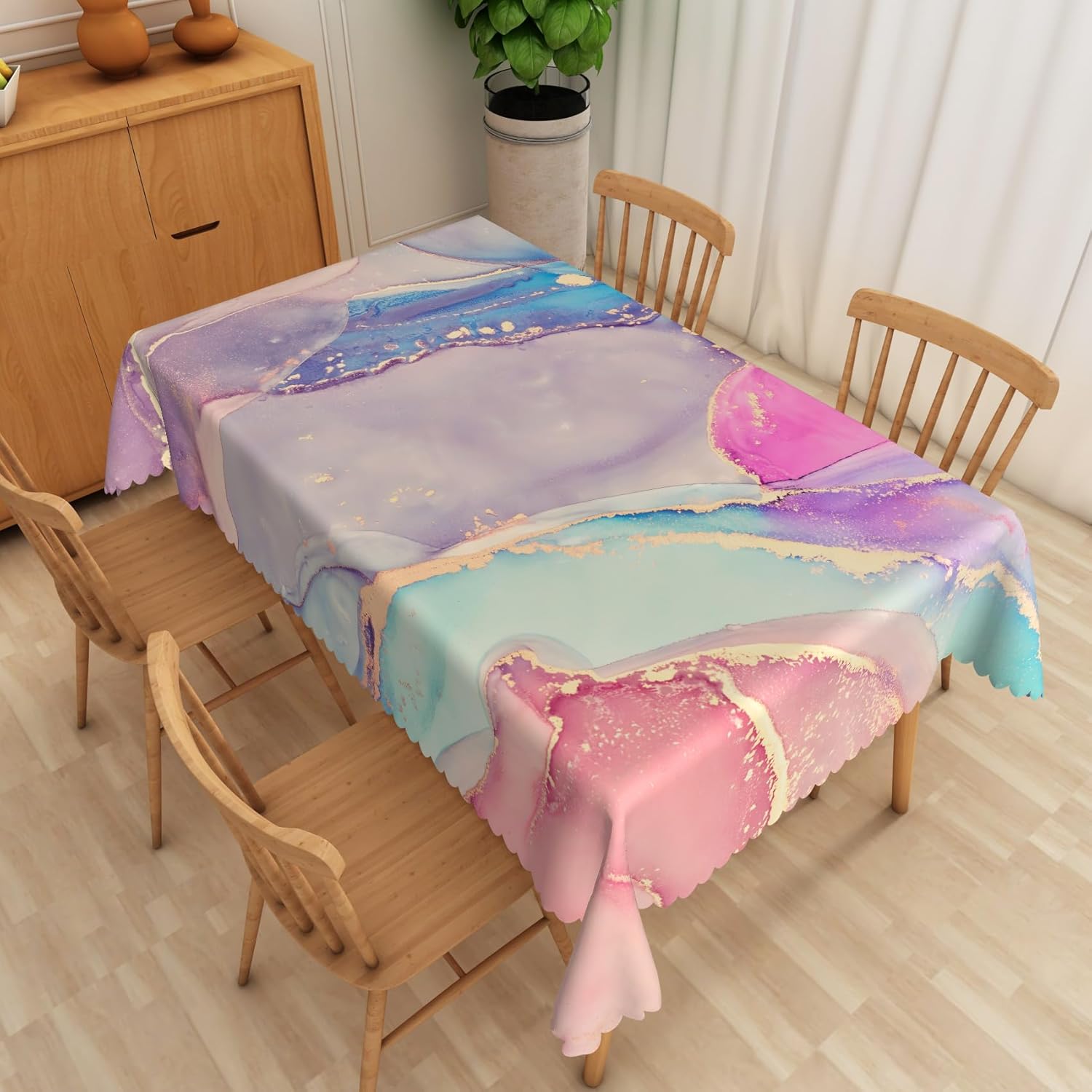 Colorful Marble Rectangle Tablecloth,60x102 Inch Purple Pink Mint Green ...