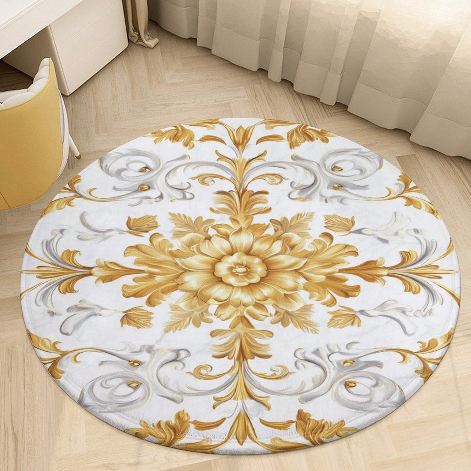 Colorful Marble Round Area Rugs for Bedroom Living Room, 4FT Soft ...